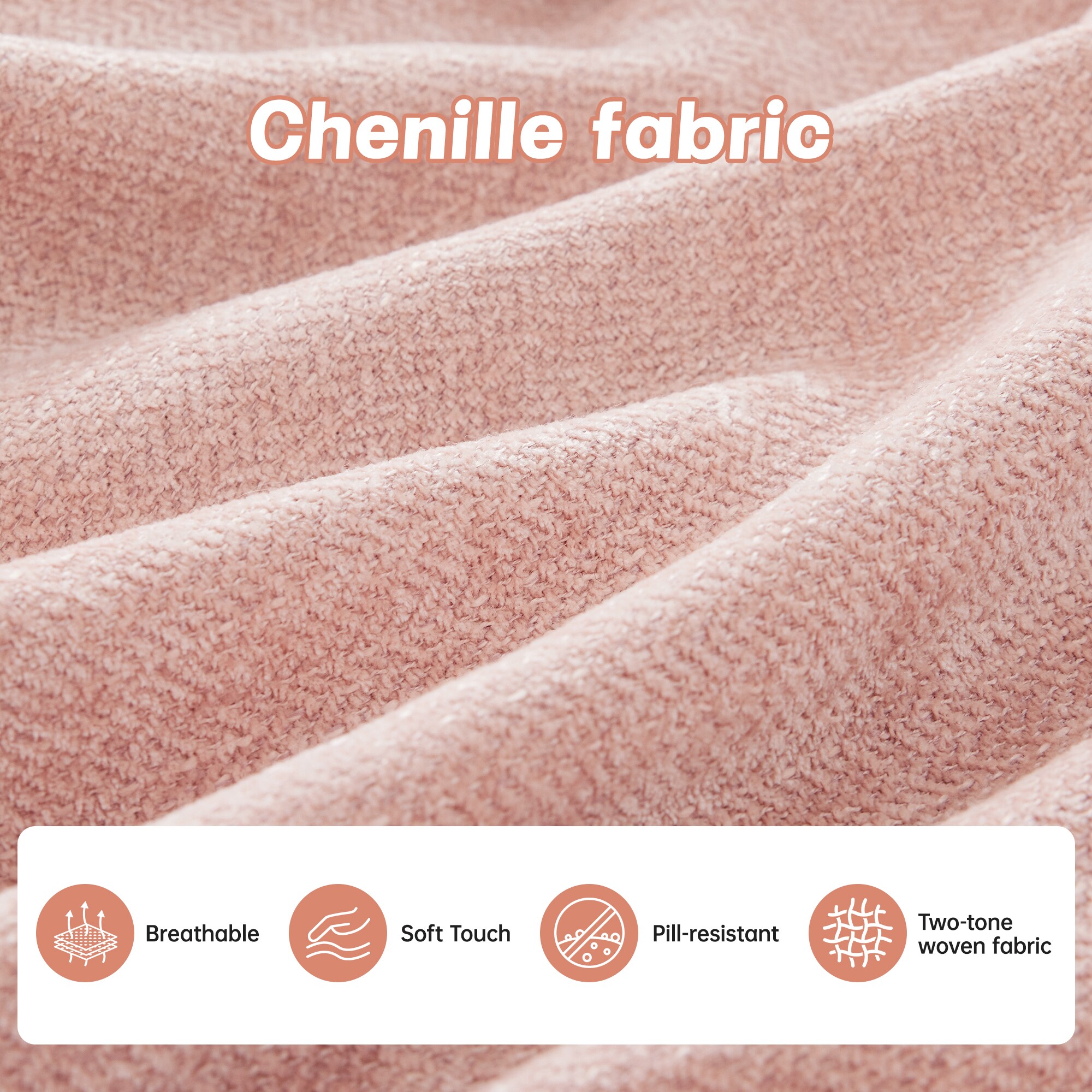 Flynama Pink Chenille Cloud Loveseat Sectional Couch Tufted Back ...
