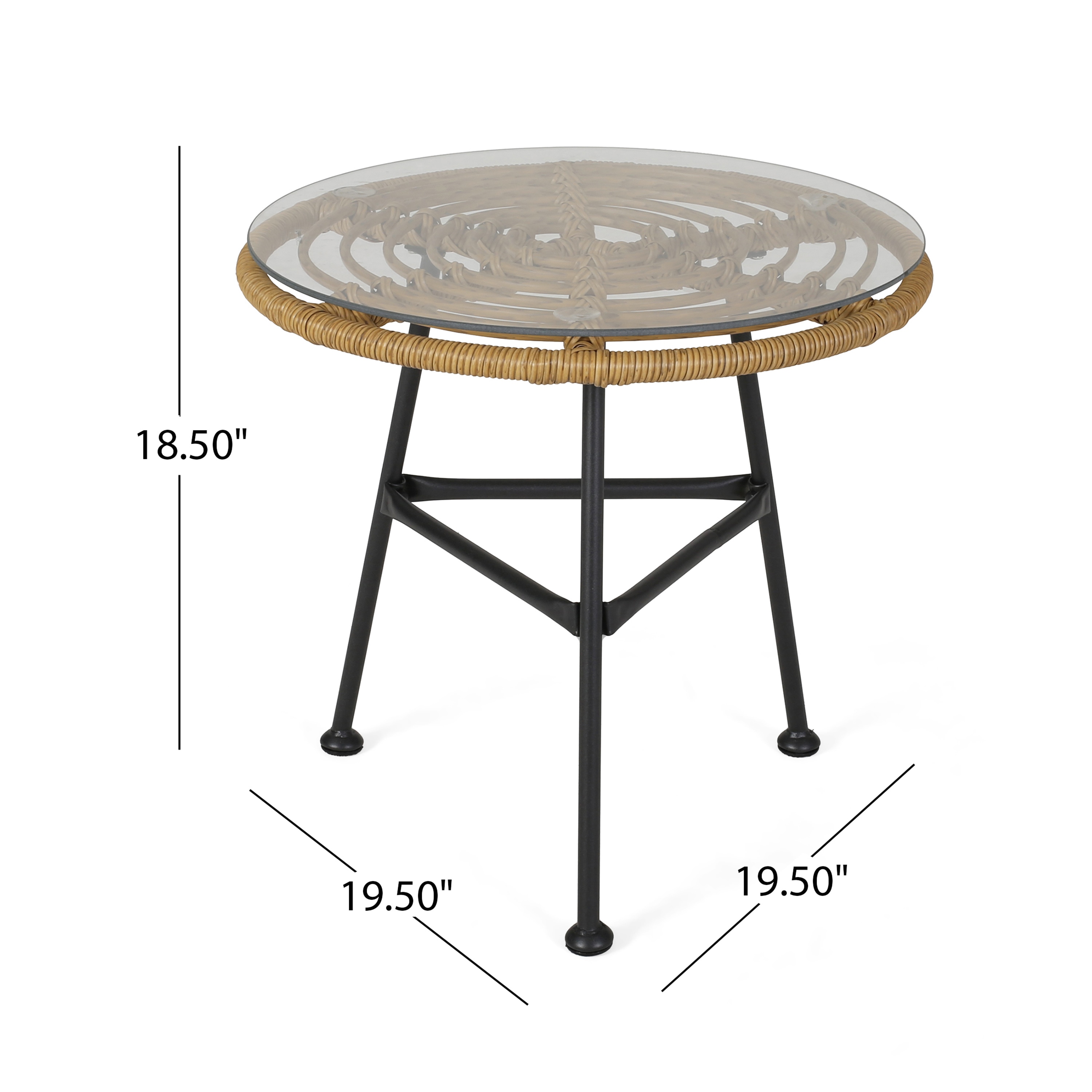Christopher Knight Home Orlando Outdoor Rattan Side Table with Tempered ...