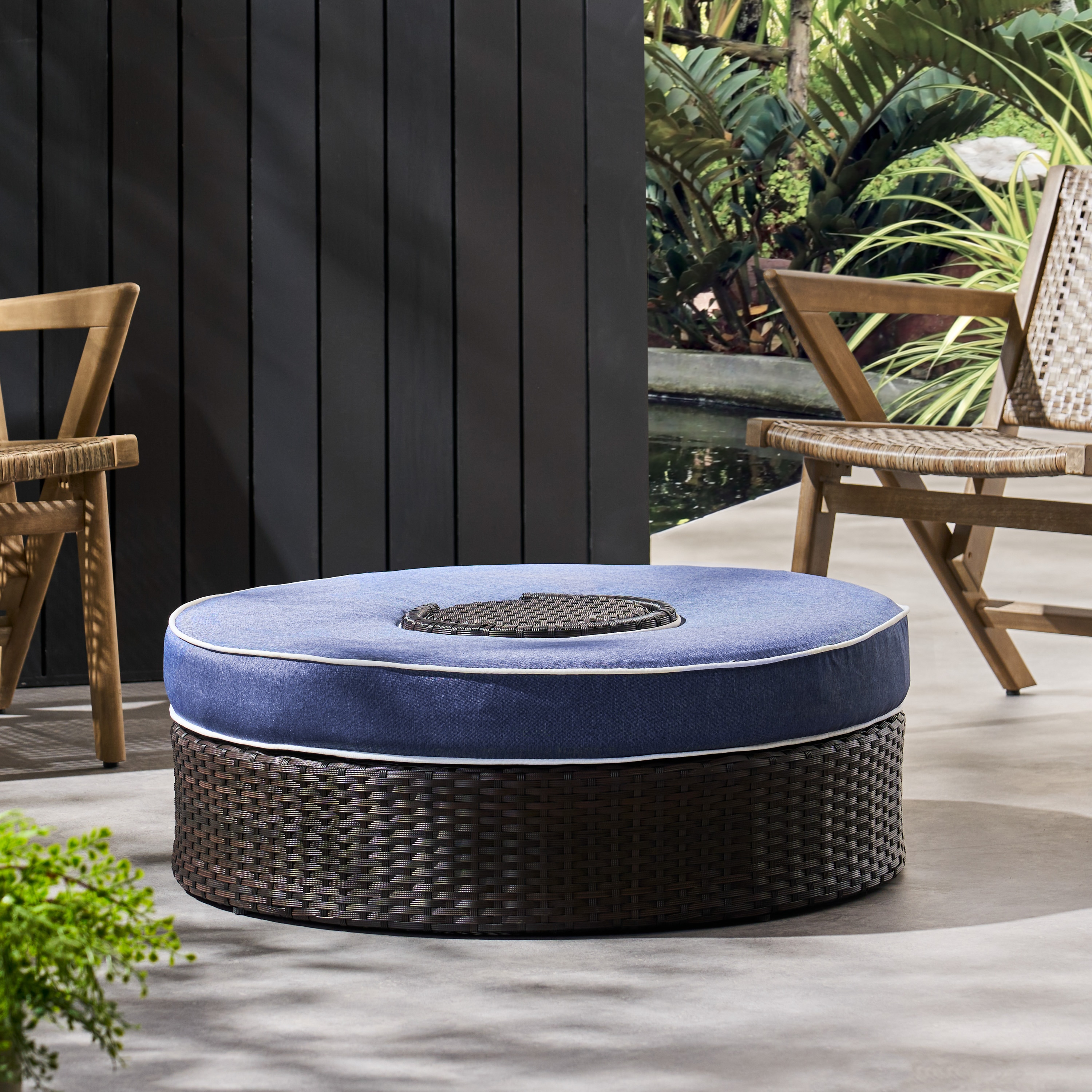 Christopher Knight Home Madras Wicker Outdoor Ottoman with Ice Bucket ...