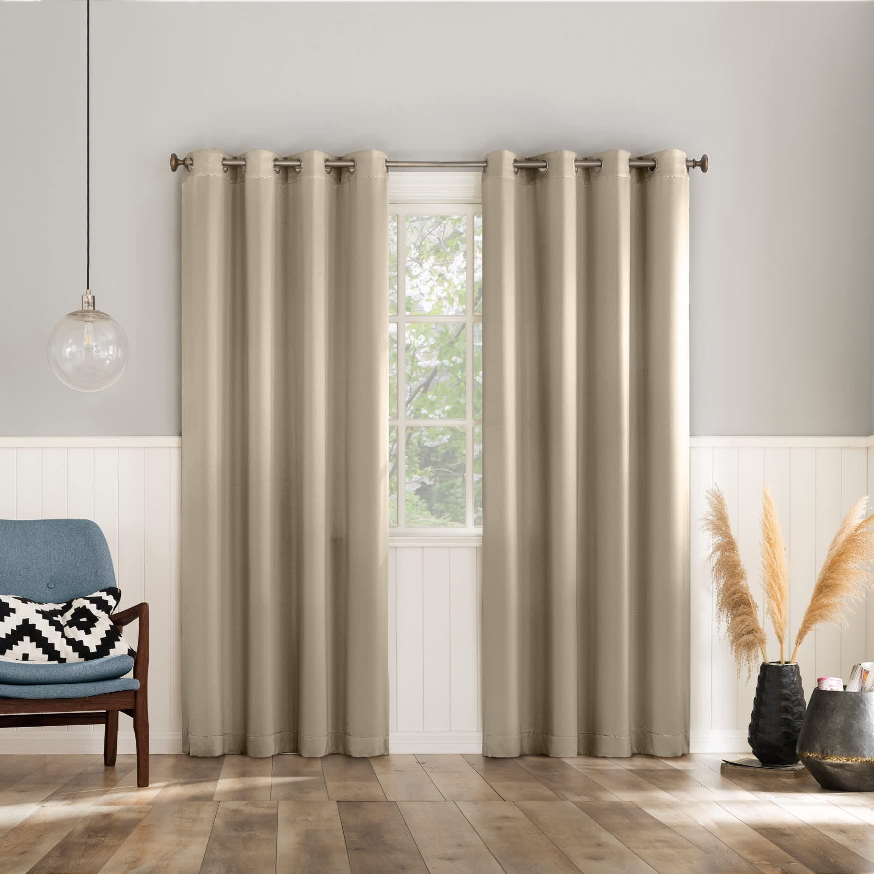BrylaneHome Sun Zero 2 Piece Brandon Magnetic Closure Grommet Curtain ...