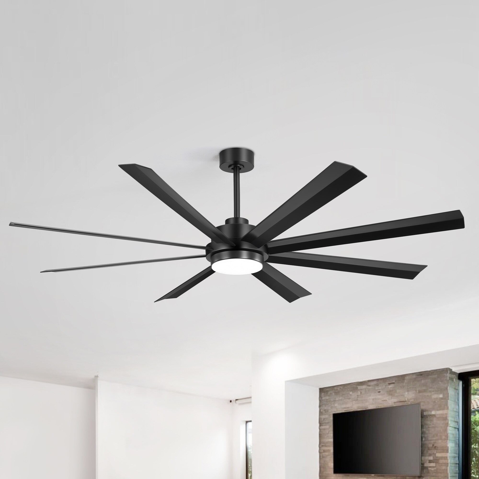 Breezary Breezary 75-in Integrated LED Indoor Black Ceiling Fan with ...