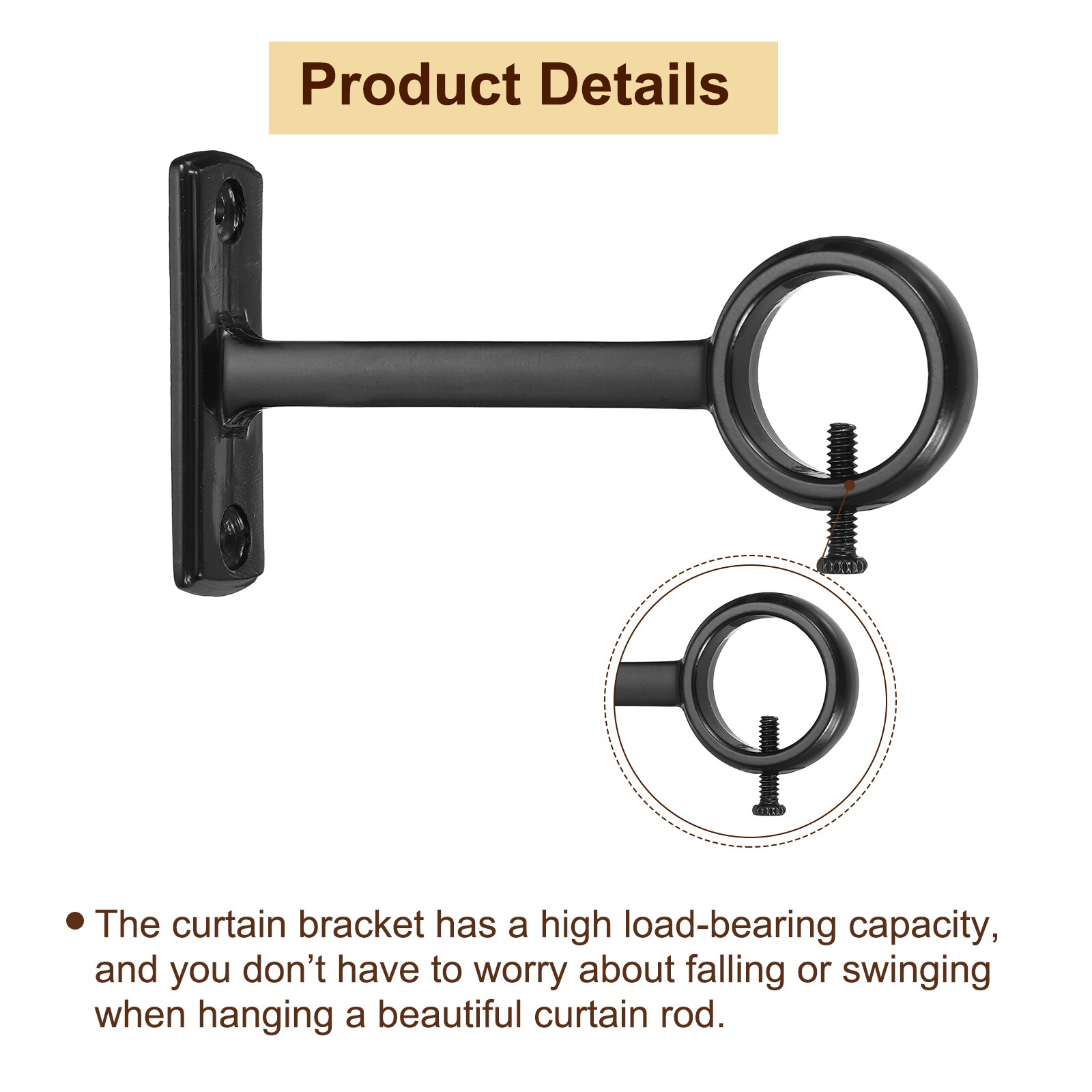 Unique Bargains 1Pcs Curtain Rod Brackets Drapery Hanging Rod Holders ...