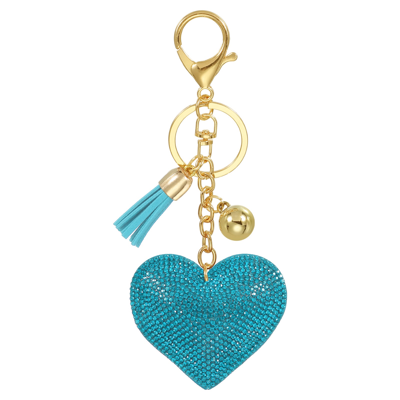 PATIKIL Rhinestone Keychain Heart Shape Keychain Bling Keychain ...