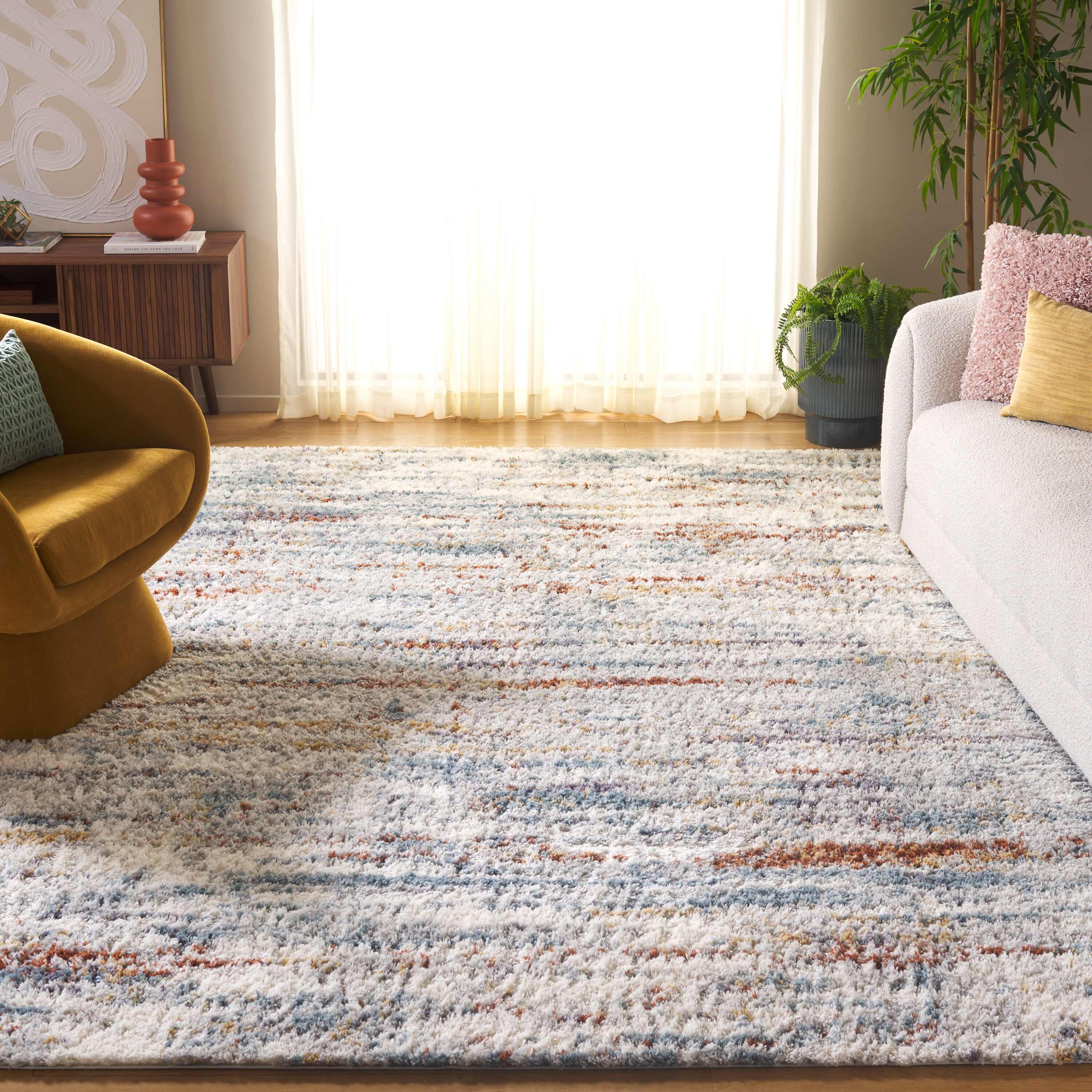 Safavieh Berber Shag 7 x 9 (ft) Loomed Polyester Blue Rust/Ivory ...
