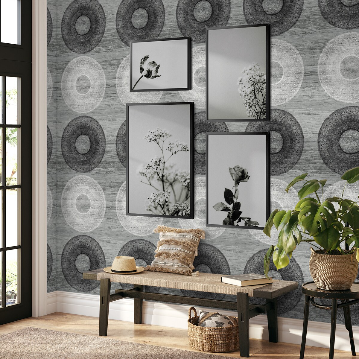 NextWall 31.35-sq ft Monochrome Vinyl Geometric Self-adhesive Peel and ...