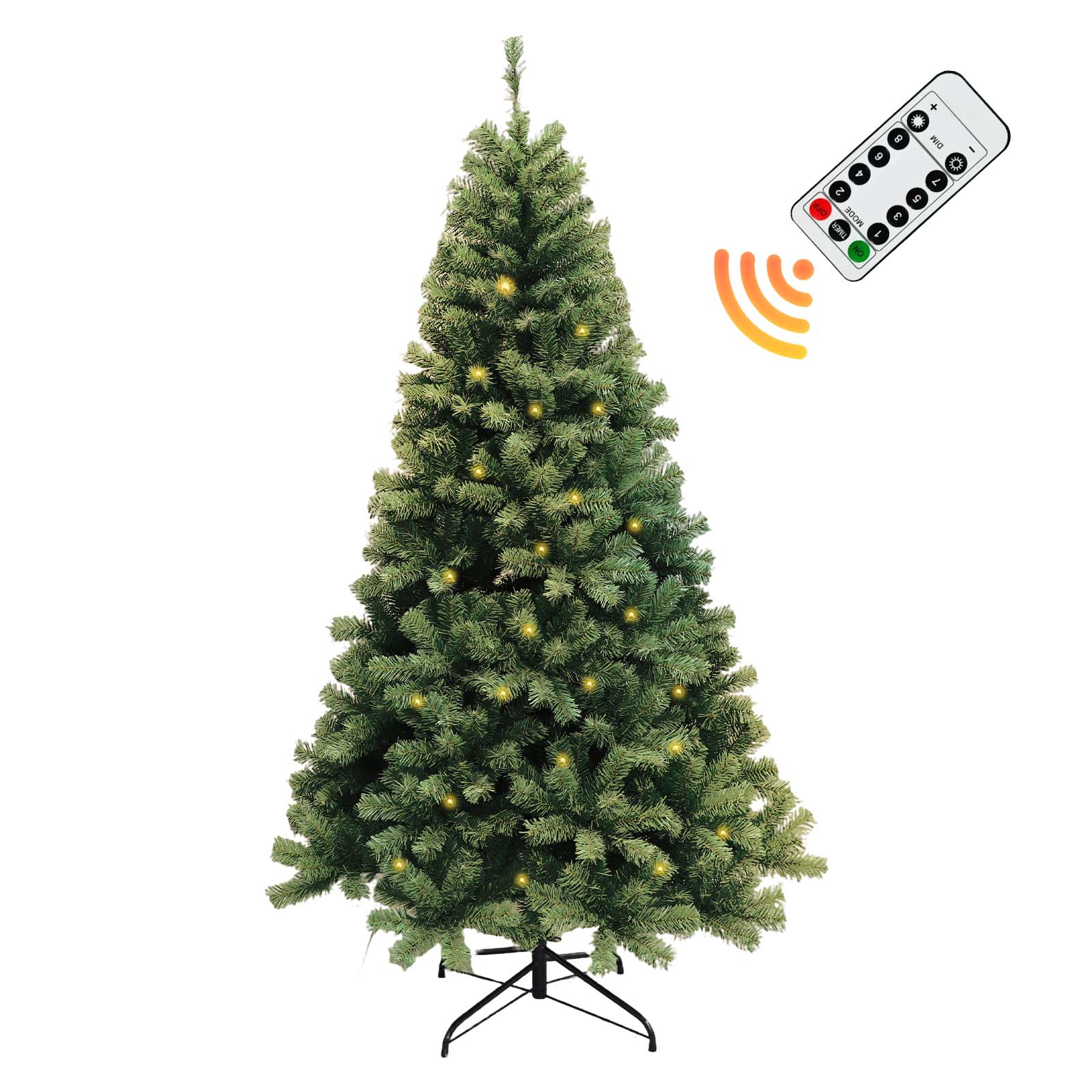 Der Rose 7ft Pre-Lit Christmas Tree Artificial Hinged Xmas Tree with ...