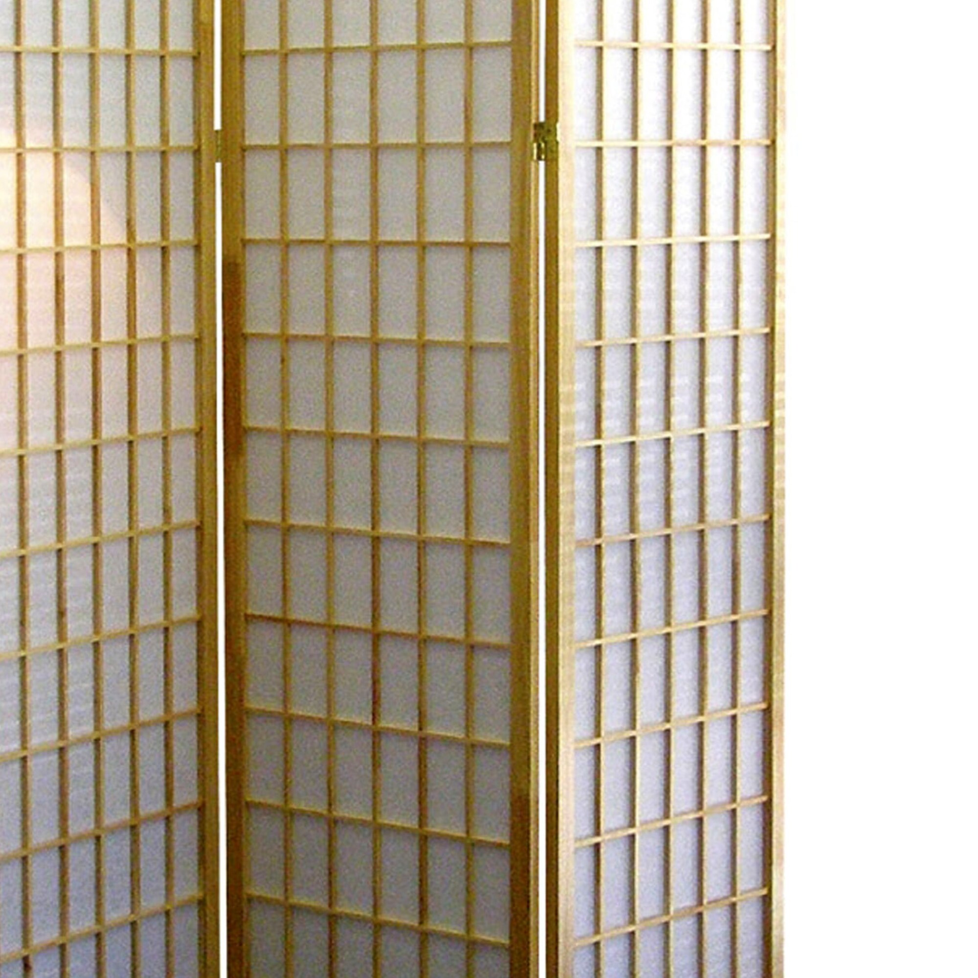 LOVMOR 70inch Tall 3 Panel Japanese Style Room Divider Natural Wood in ...
