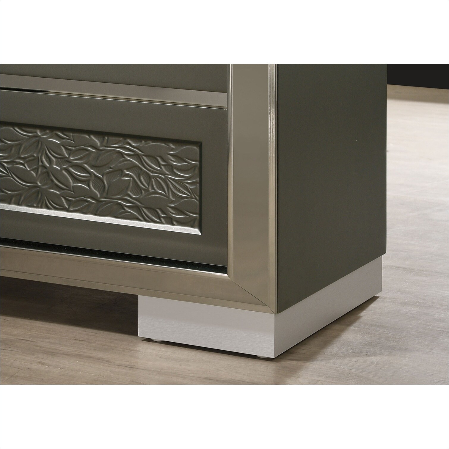 Watnature 34in Wide 5-Drawer Chest with Leaf Pattern in Cool Gray ...