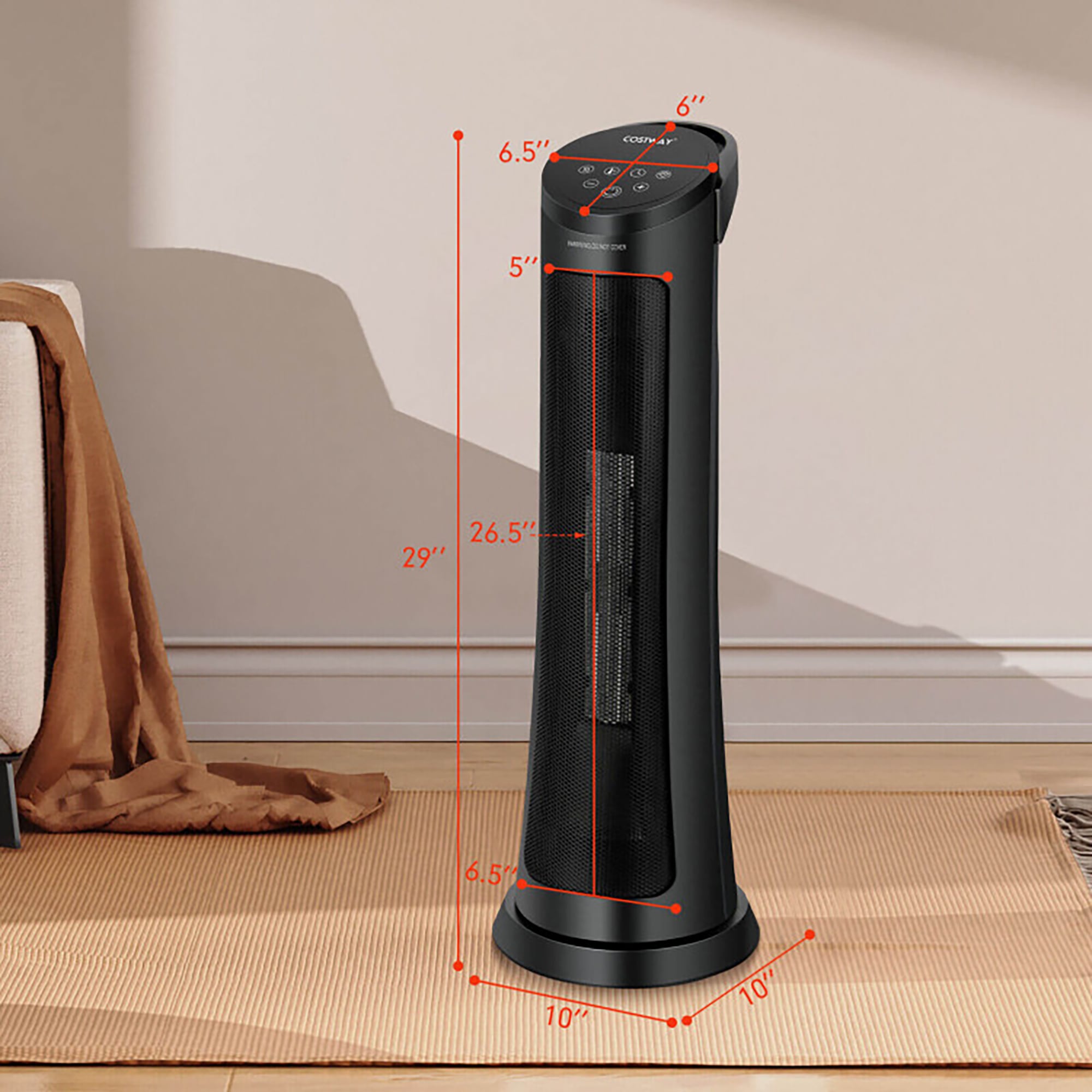 Clihome 1500 -Watt Ceramic Tower Indoor/Outdoor Electric Space Heater ...