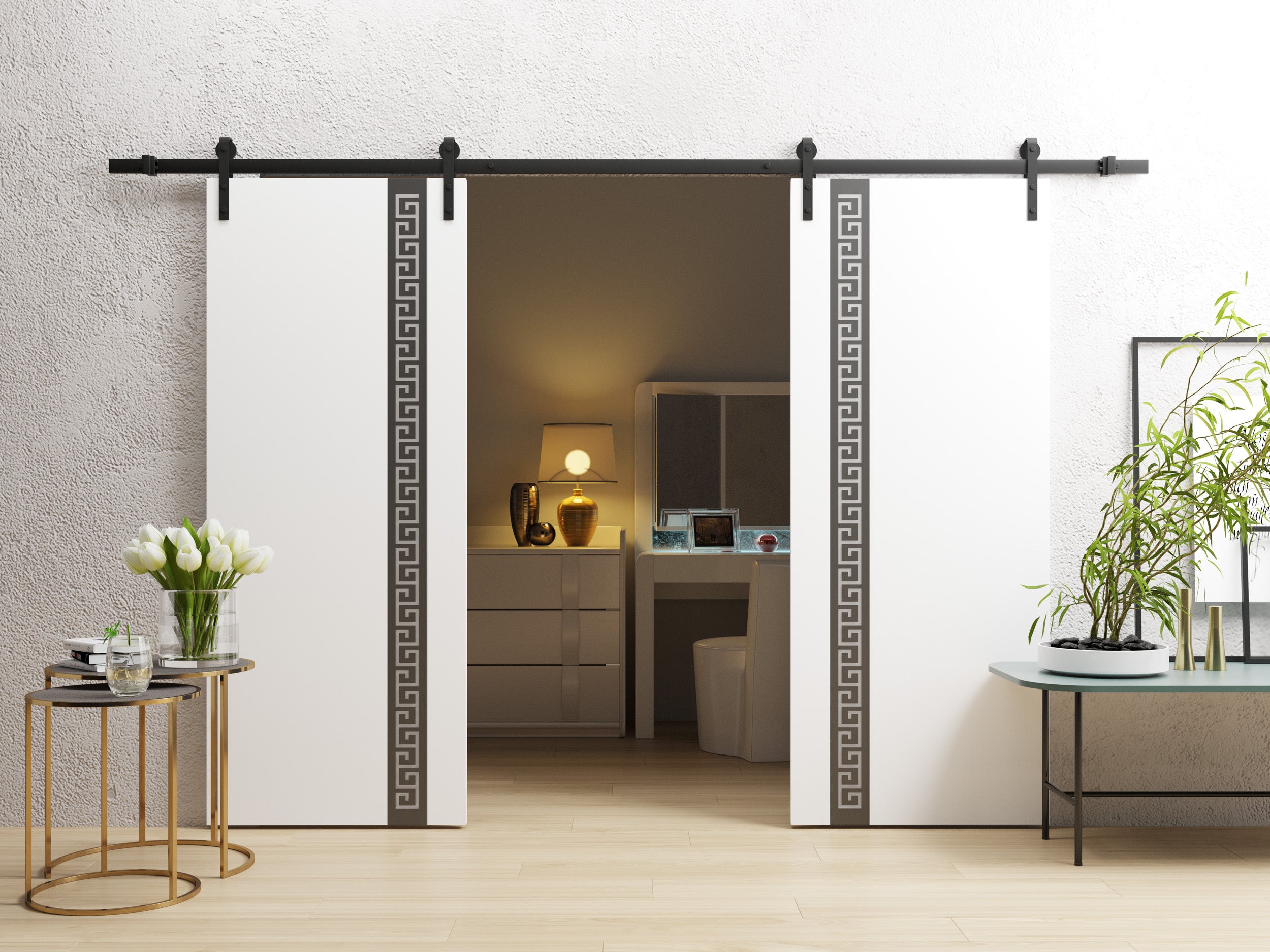 SARTODOORS Slab Door Panel 18 x 96 in - PALLADIUM 3330 White Silk with ...