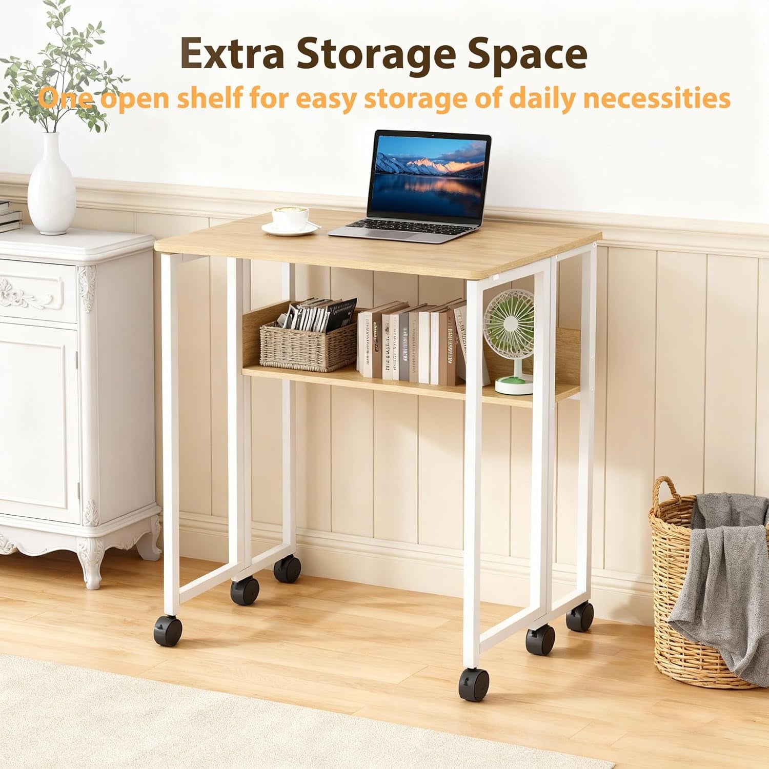 GAOMON Space-Saving Collapsible Laptop Desk with Storage Shelf-Mobile ...