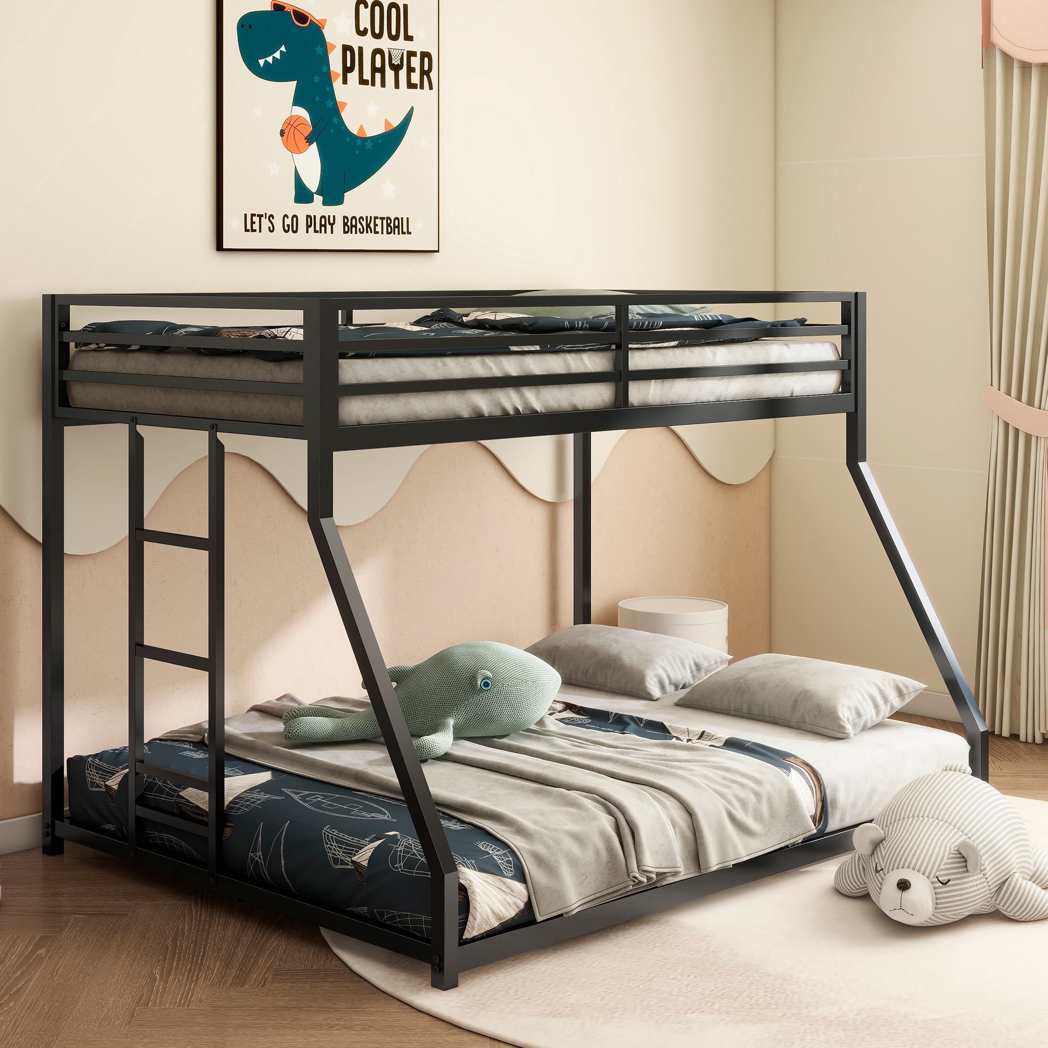GDFStudio Adam Metal Bunk Twin over Full Black Bed in the Beds ...