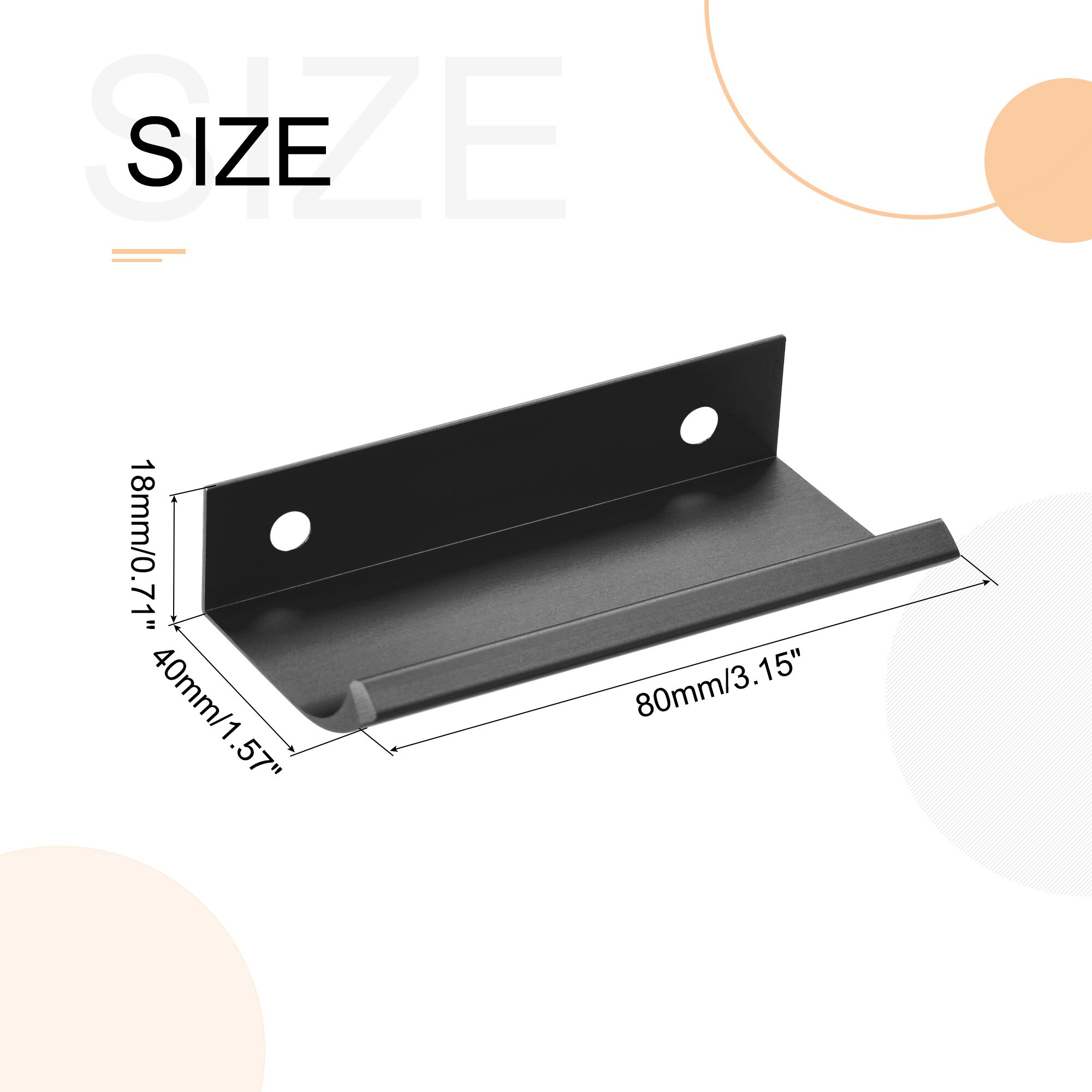 Unique Bargains Edge Pull Handle 80mm x 40mm Aluminum Alloy Cabinet ...