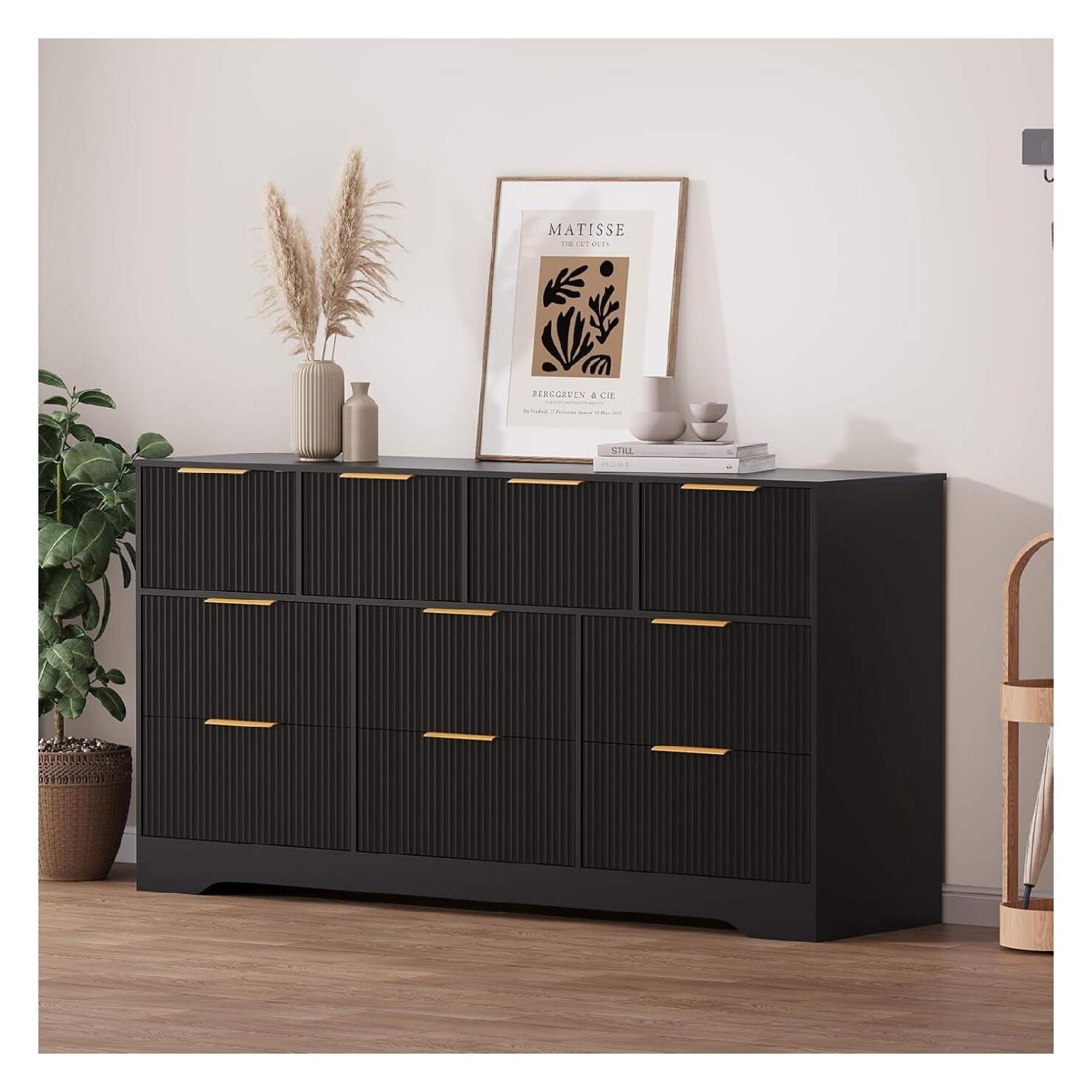 IdealHouse 10-Drawer Double Fluted Dresser/ Modern Organizer Chest with ...