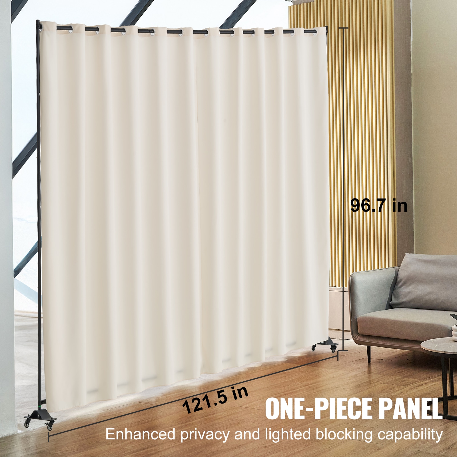 VEVOR Room Divider Portable Panel Room Divider with Wheels Curtain ...