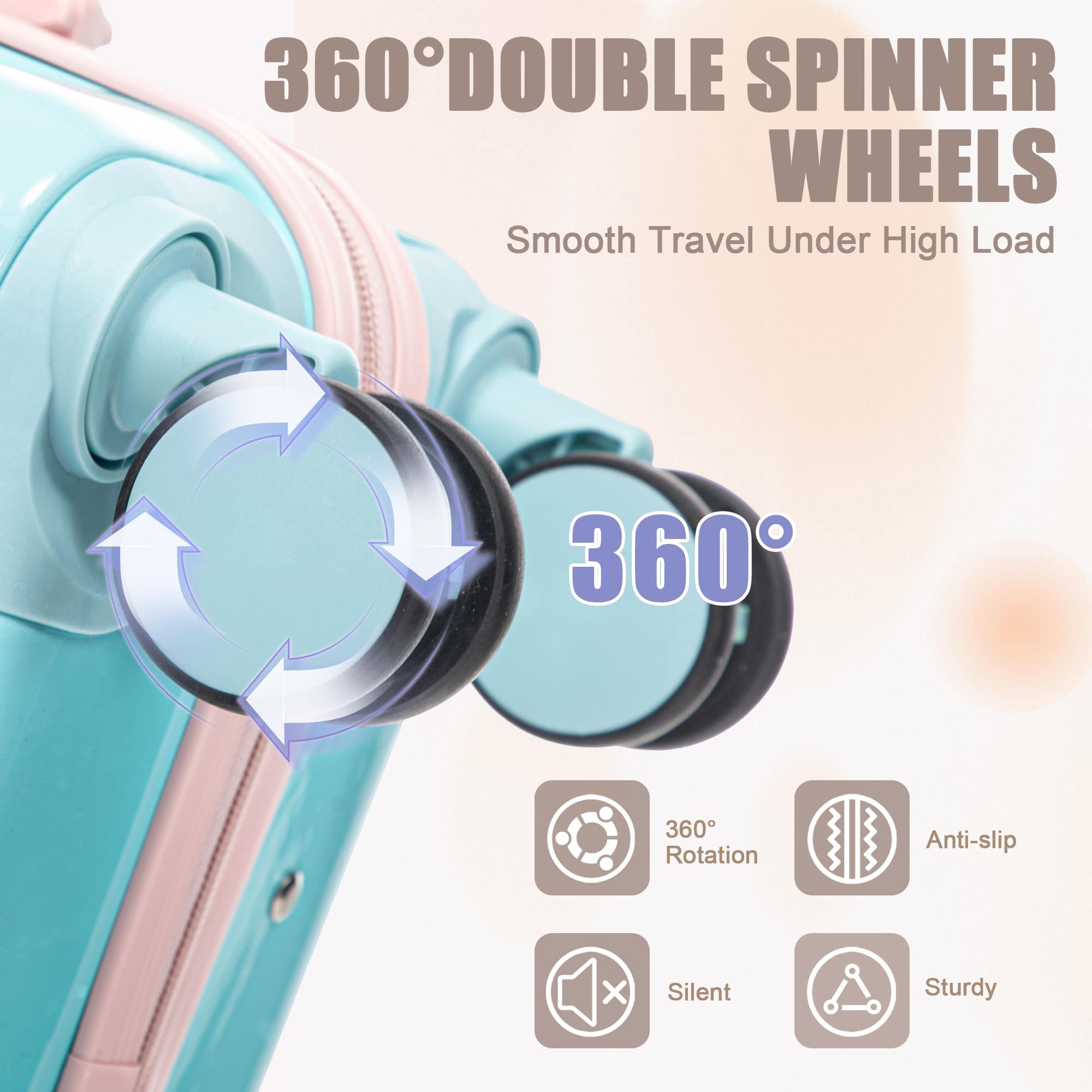 Vynxaria 2 Piece Blue Pink Gradient PC Hardside 360 Silent Spinner ...