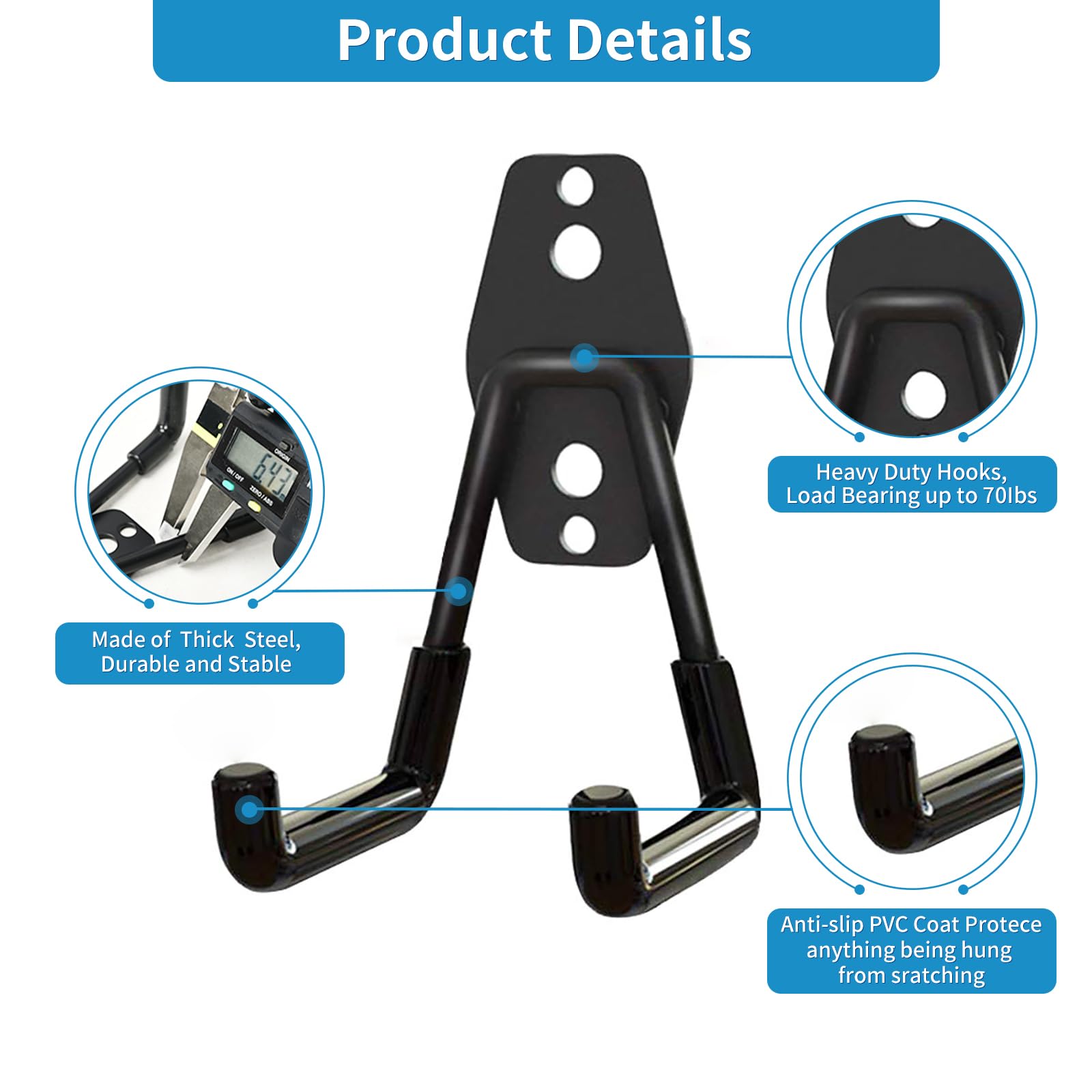 Etokfoks 2 Pack Garage Storage Utility Hooks Steel Wall Mount Hooks for ...