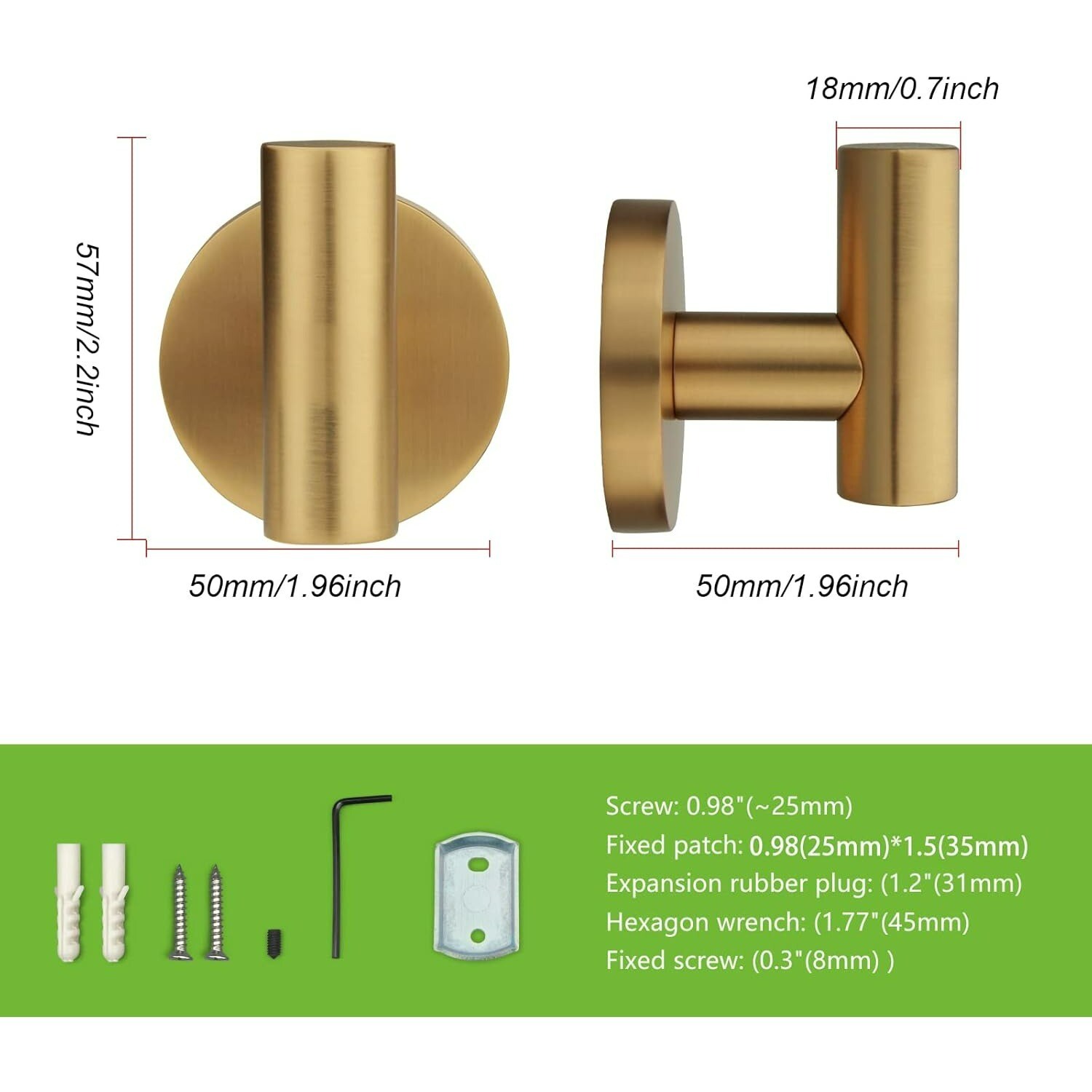 Paradigms Interiors 3 Pack Round Bathroom Towel Hooks Champagne Gold ...
