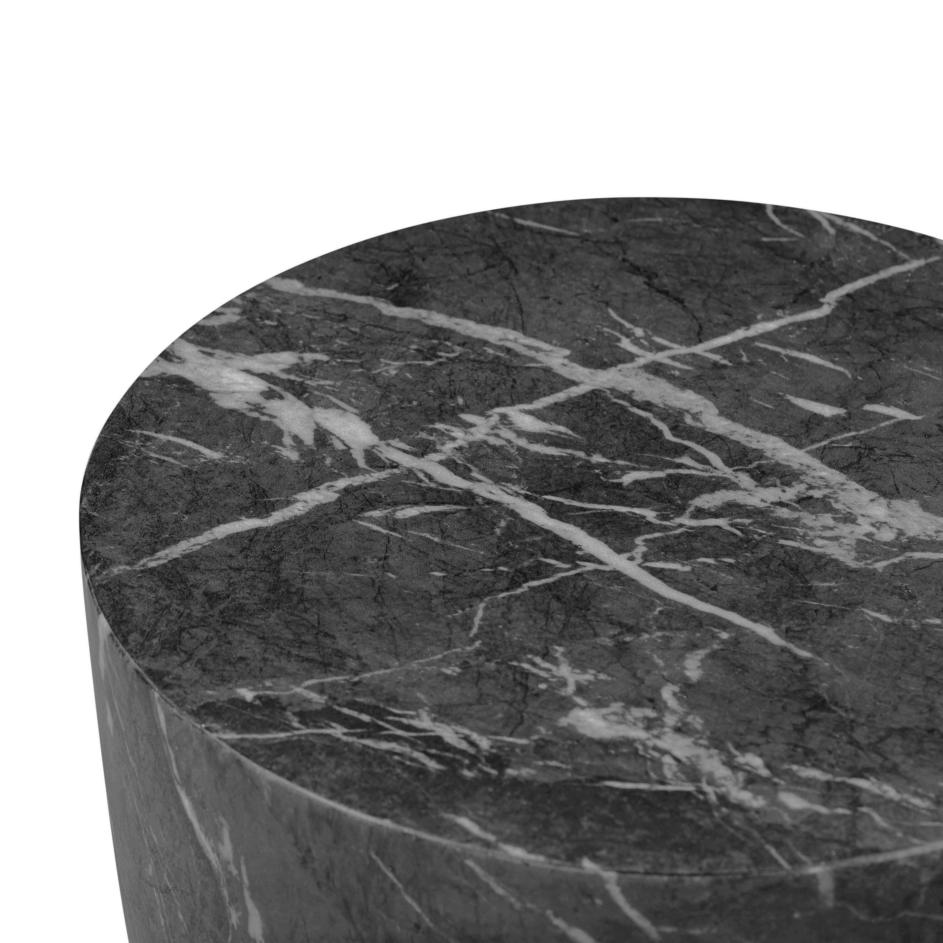 TOV Furniture Charra Black Faux Marble Indoor/Outdoor Side Table in the ...