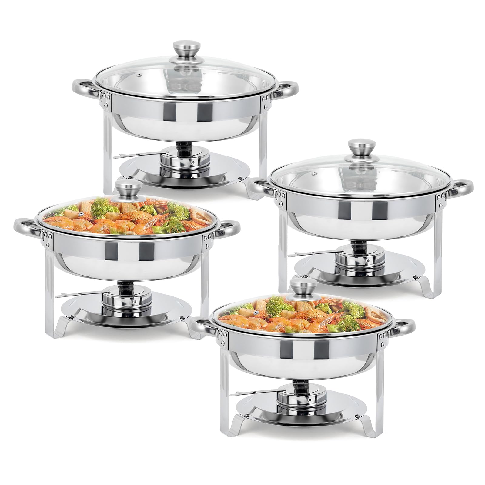 GarveeLife Stackable Stainless Steel Chafing Dish Buffet Set Round Food ...