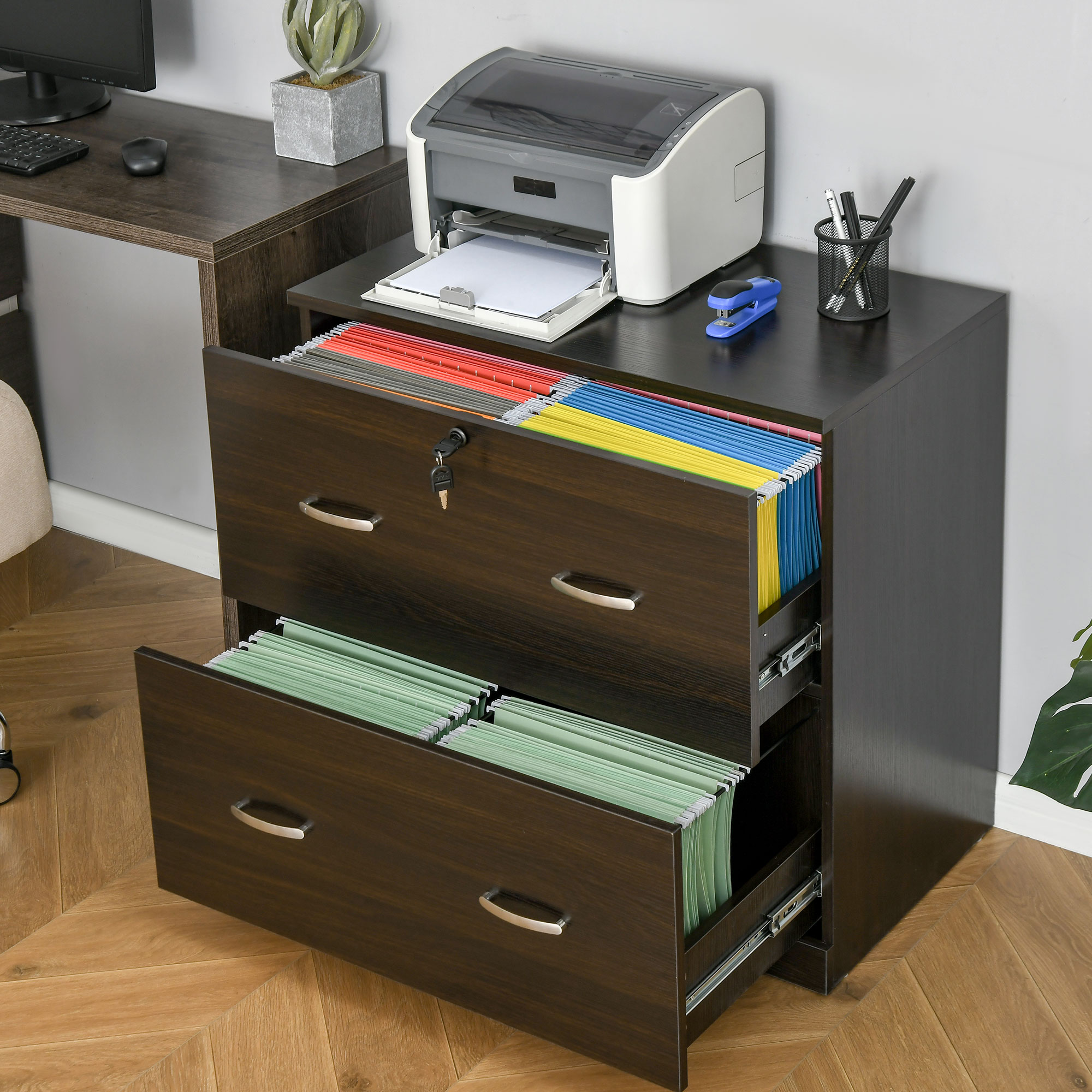 Vinsetto 2 Drawer File Cabinet with Lock and Keys Lateral Storage ...