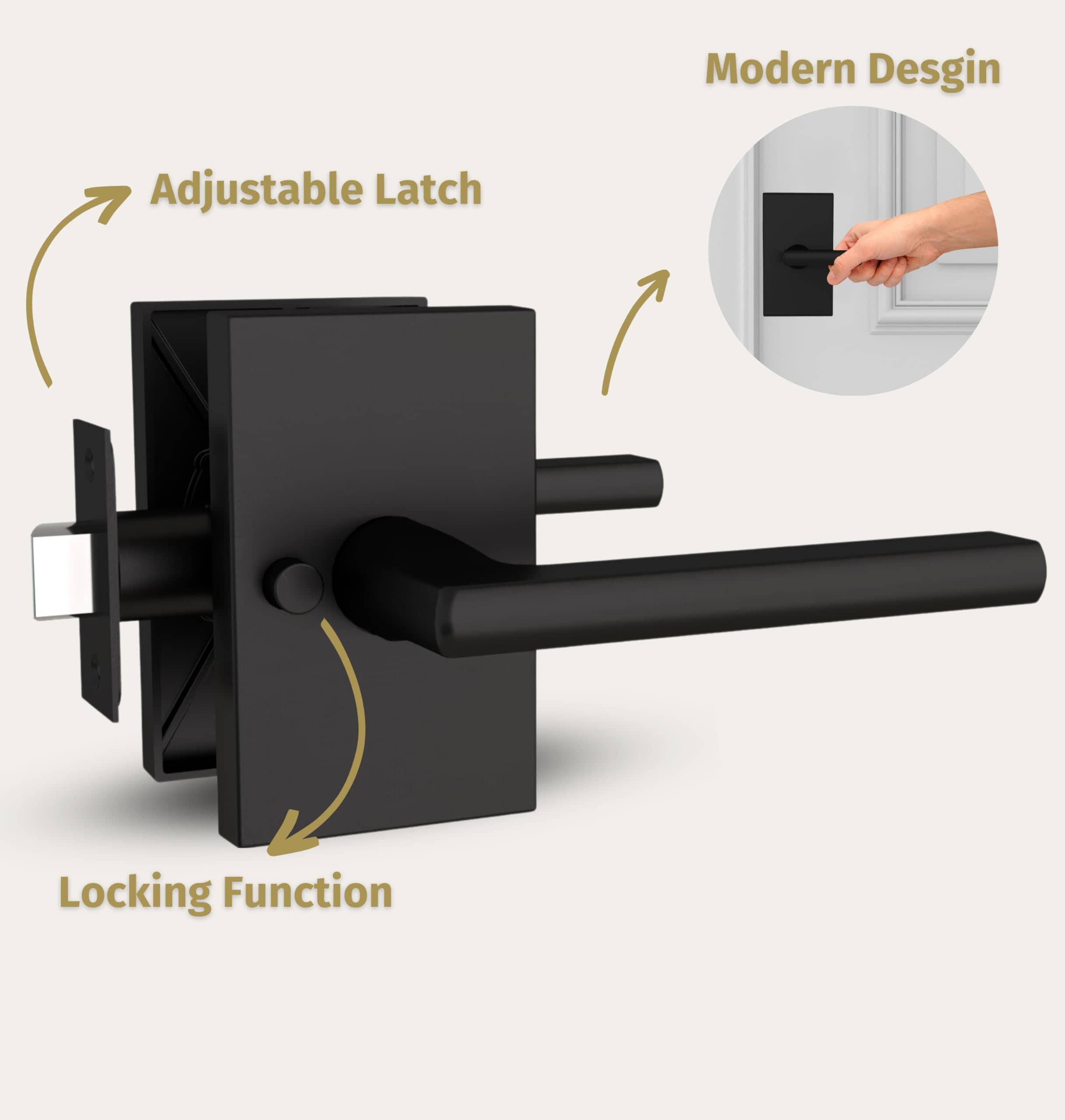 Mega Handles Glamor Privacy - Lever and Lock Door Handle Set for Hallway - Closet and Bathroom ...