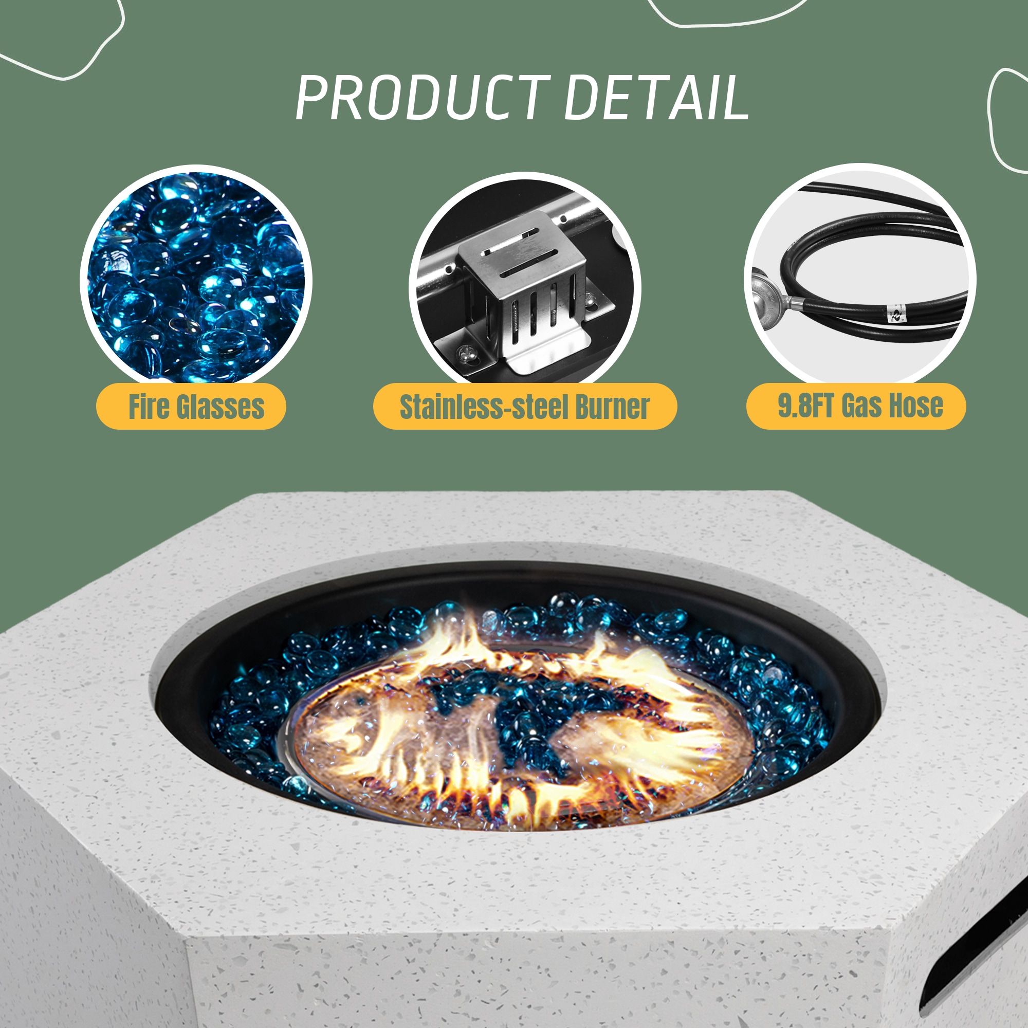 UPHA 24-in W Off-white Concrete Oval Propane Gas Fire Pit in the Gas ...