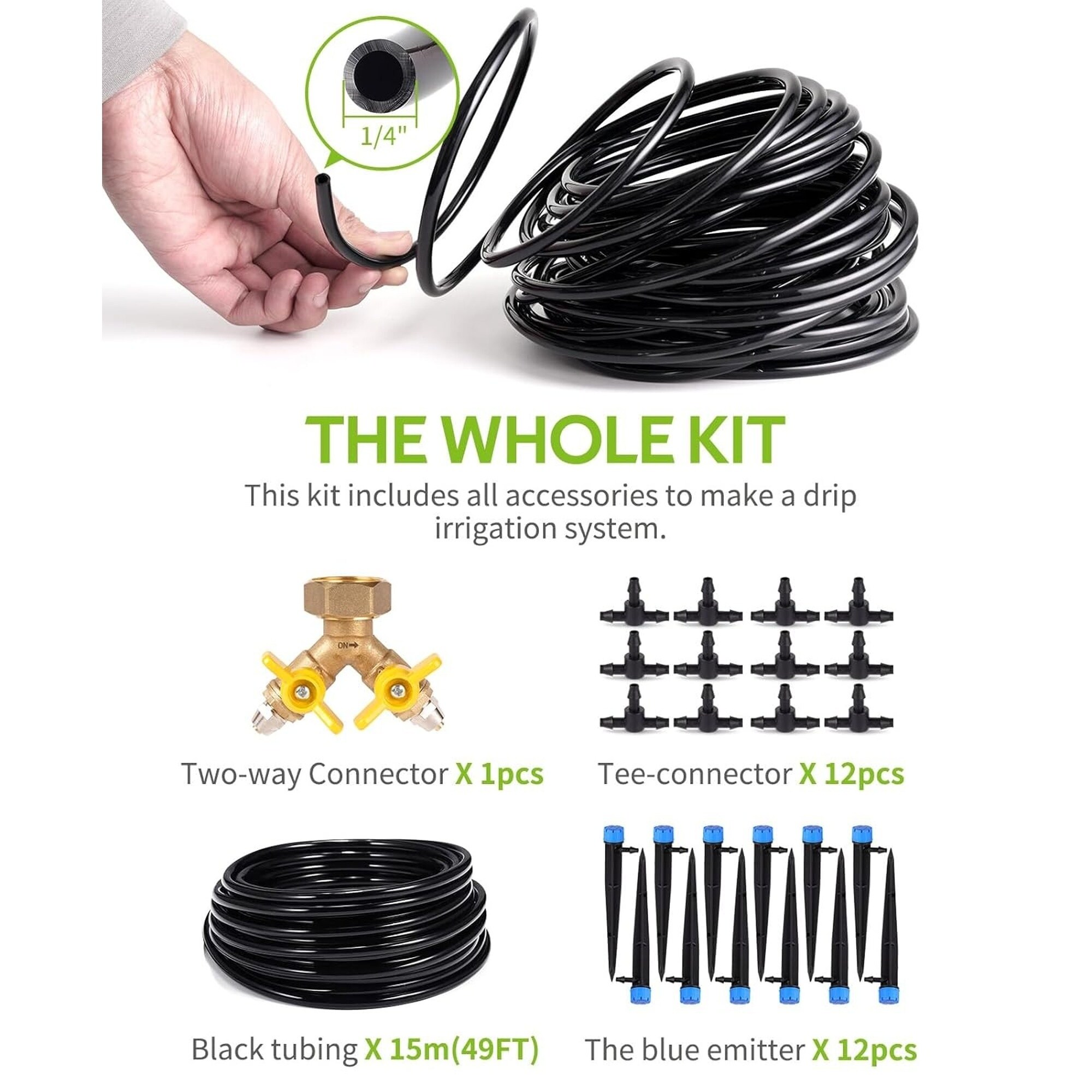 Numhew 49.2ft L 8-Piece Adjustable Black Drip Irrigation Kit in the ...