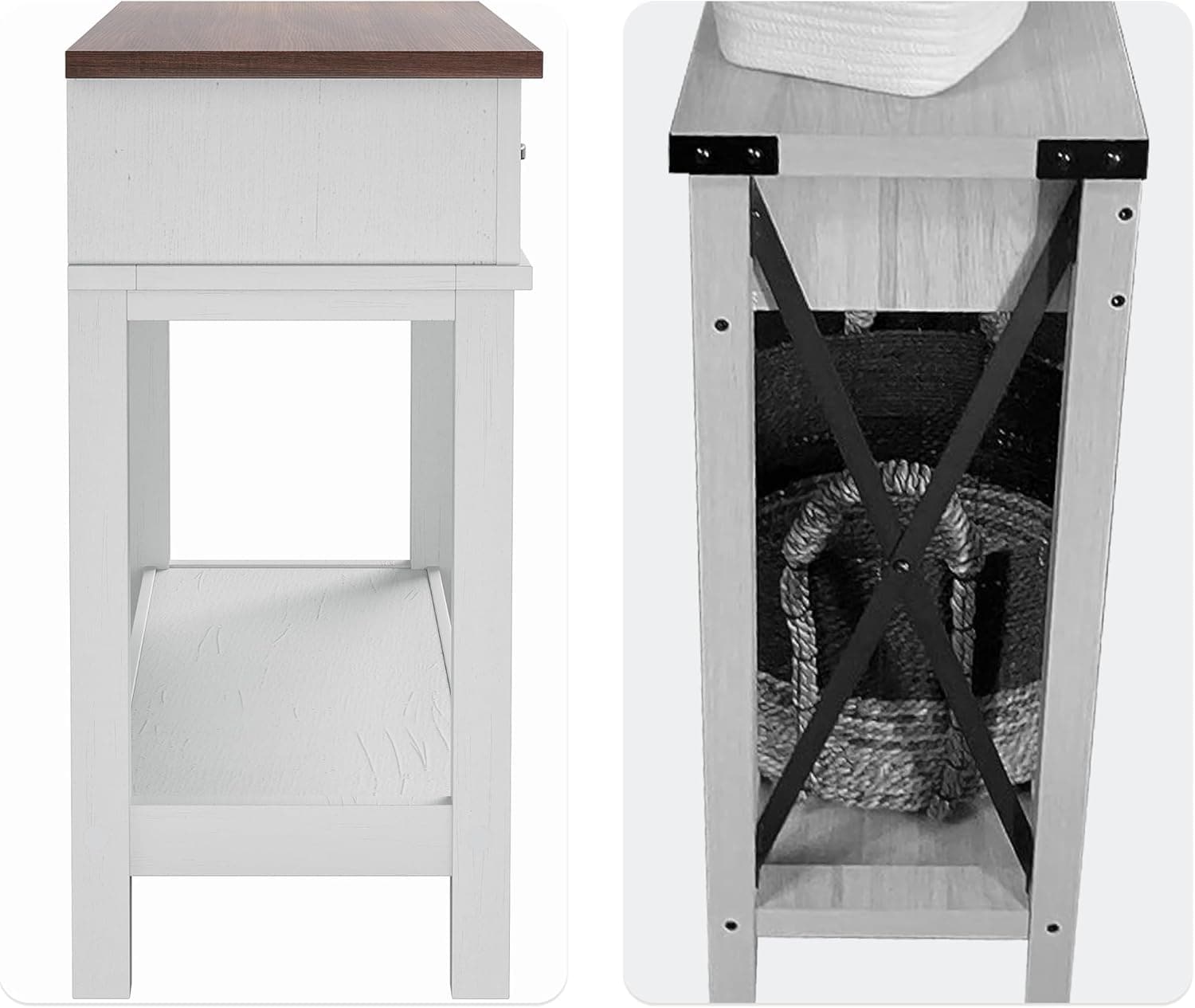 Garvee Farmhouse Entryway Table 2 Tier Console Table with 3 Storage ...