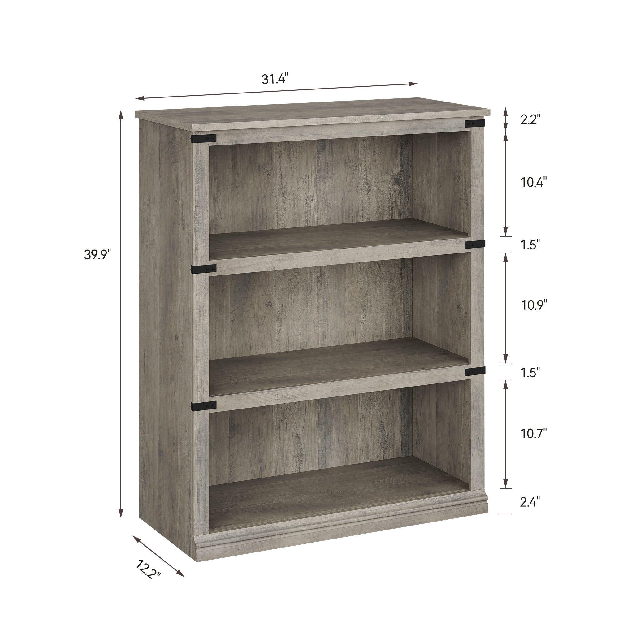 IdealHouse Gray 40 Inch Tall Modern 3 Shelf Freestanding Wooden ...