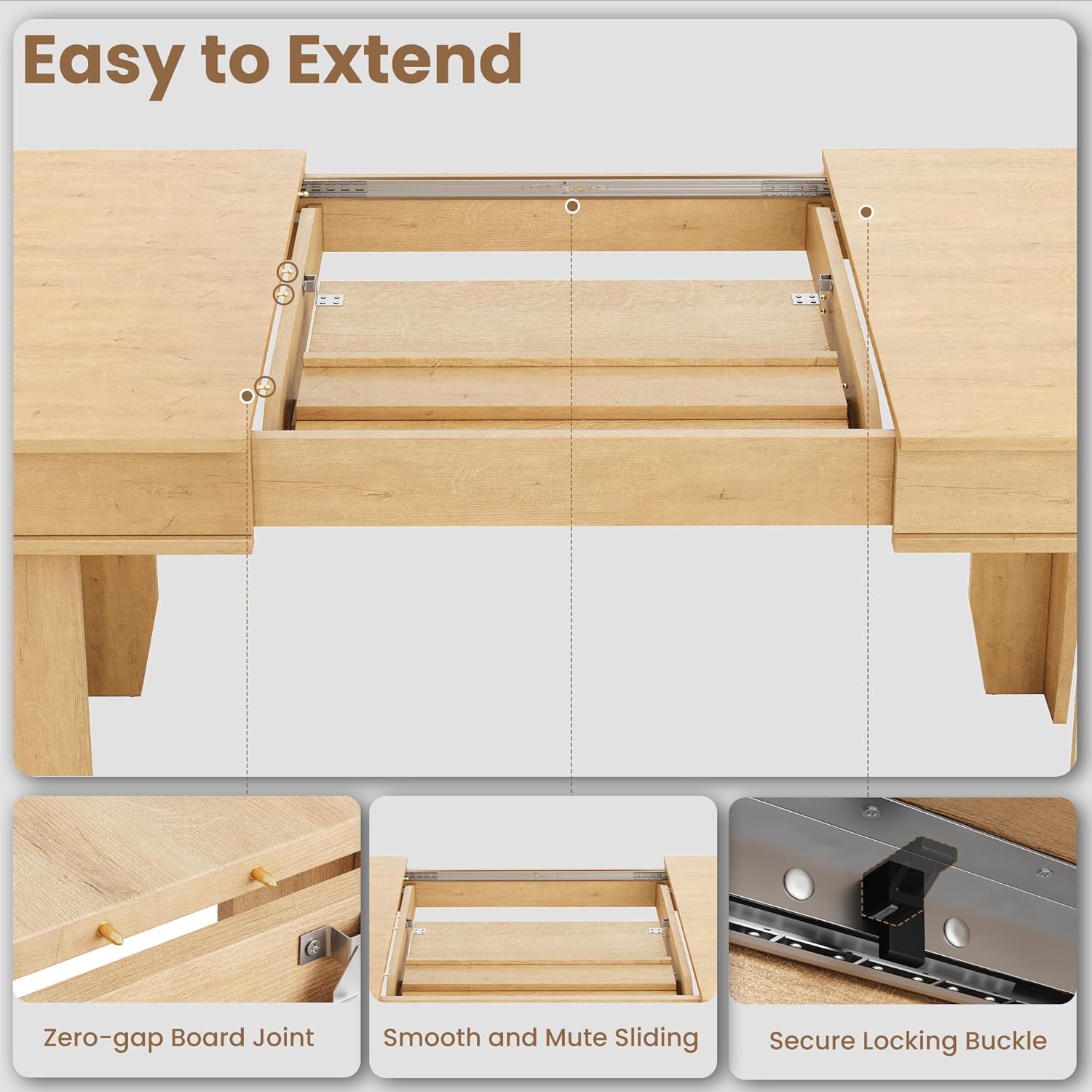 Garvee 63 in to 86.6 in Extendable Dining Room Table for 6 to 10 ...