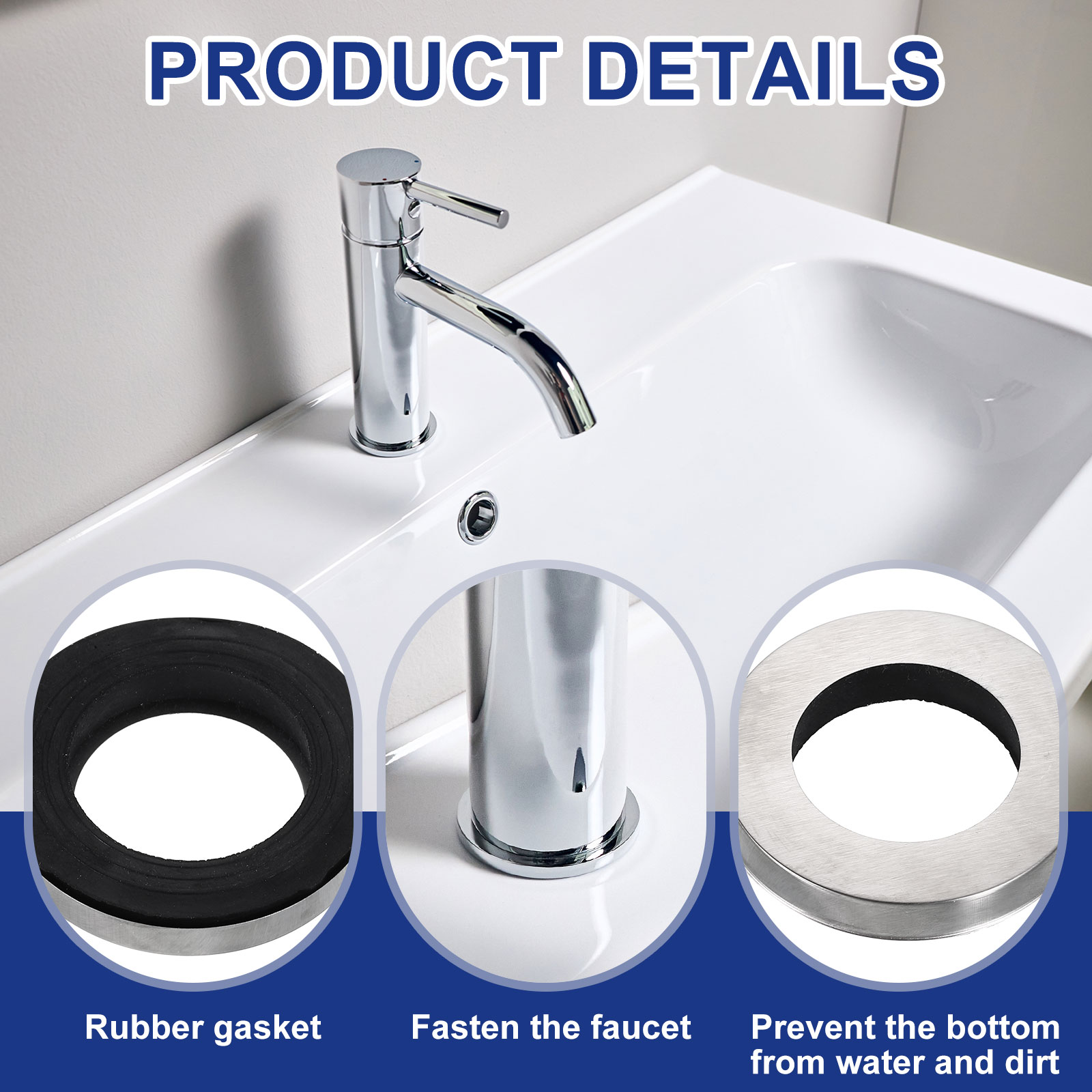 Unique Bargains 3pcs Faucet Base Rings 2.13inchx1.26inch(OD x ID ...