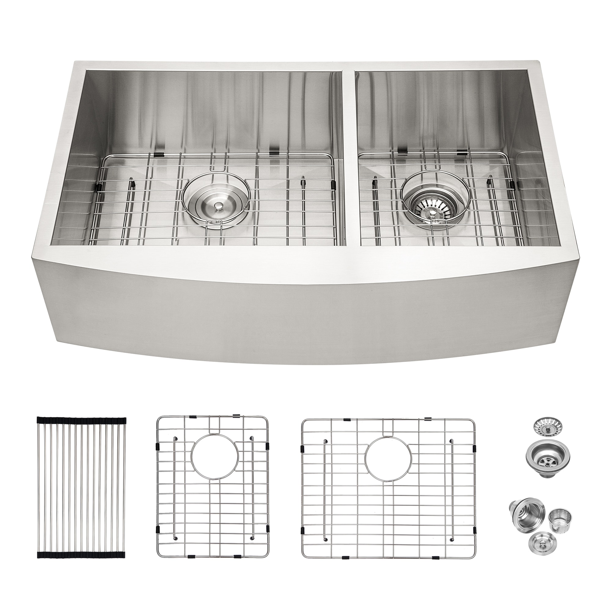 LOVMOR Double Bowl Farmhouse Sink- 33in x20in Stainless Steel Farm Sink ...