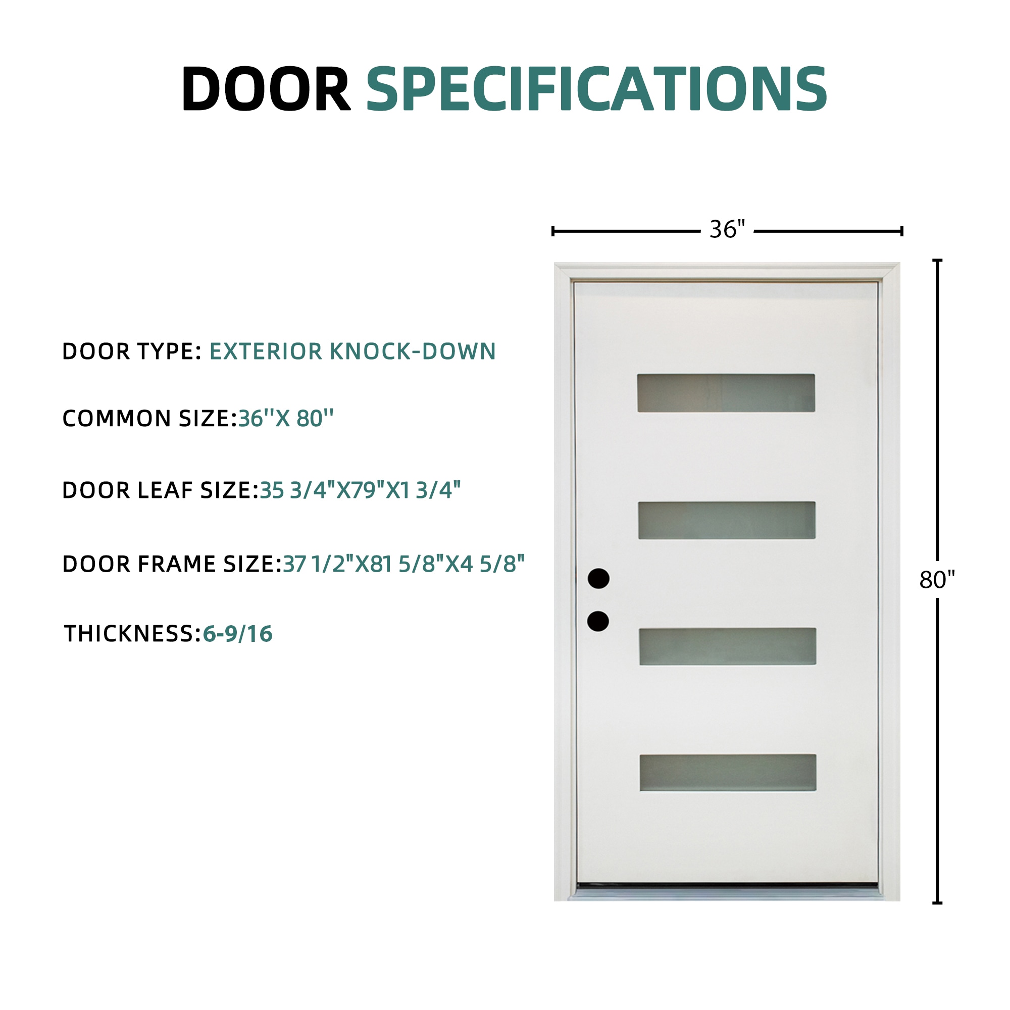 Misty Moon 36 x 80 Fiberglass Entry Door with Brickmould Frosted Glass ...