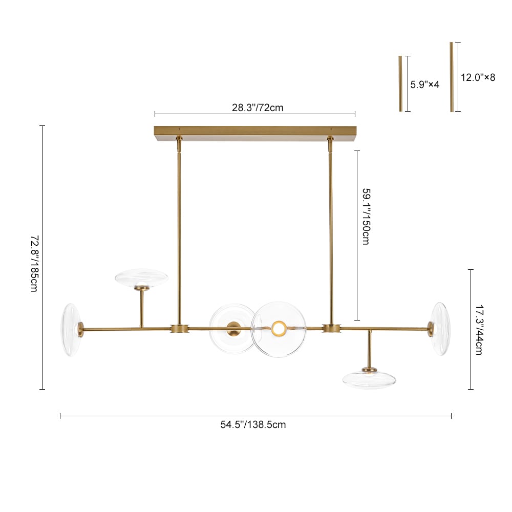 Zicbol 6 -Light Brushed Gold Clear glass Metal Chandelier in the ...