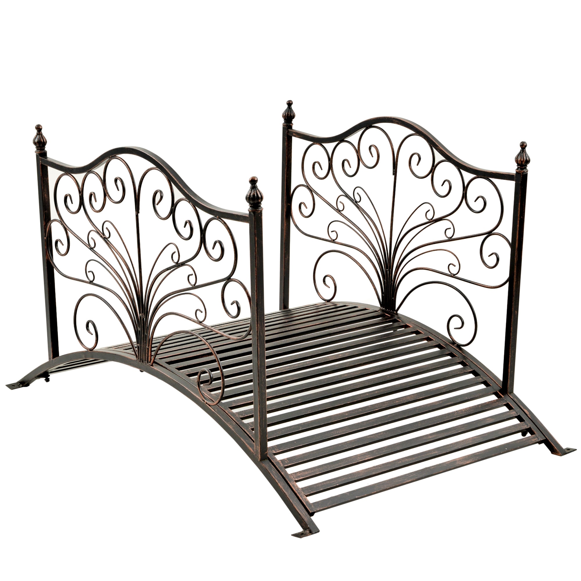 Huluwat 4ft Metal Arch Backyard Garden Bridge with Safety Siderails ...