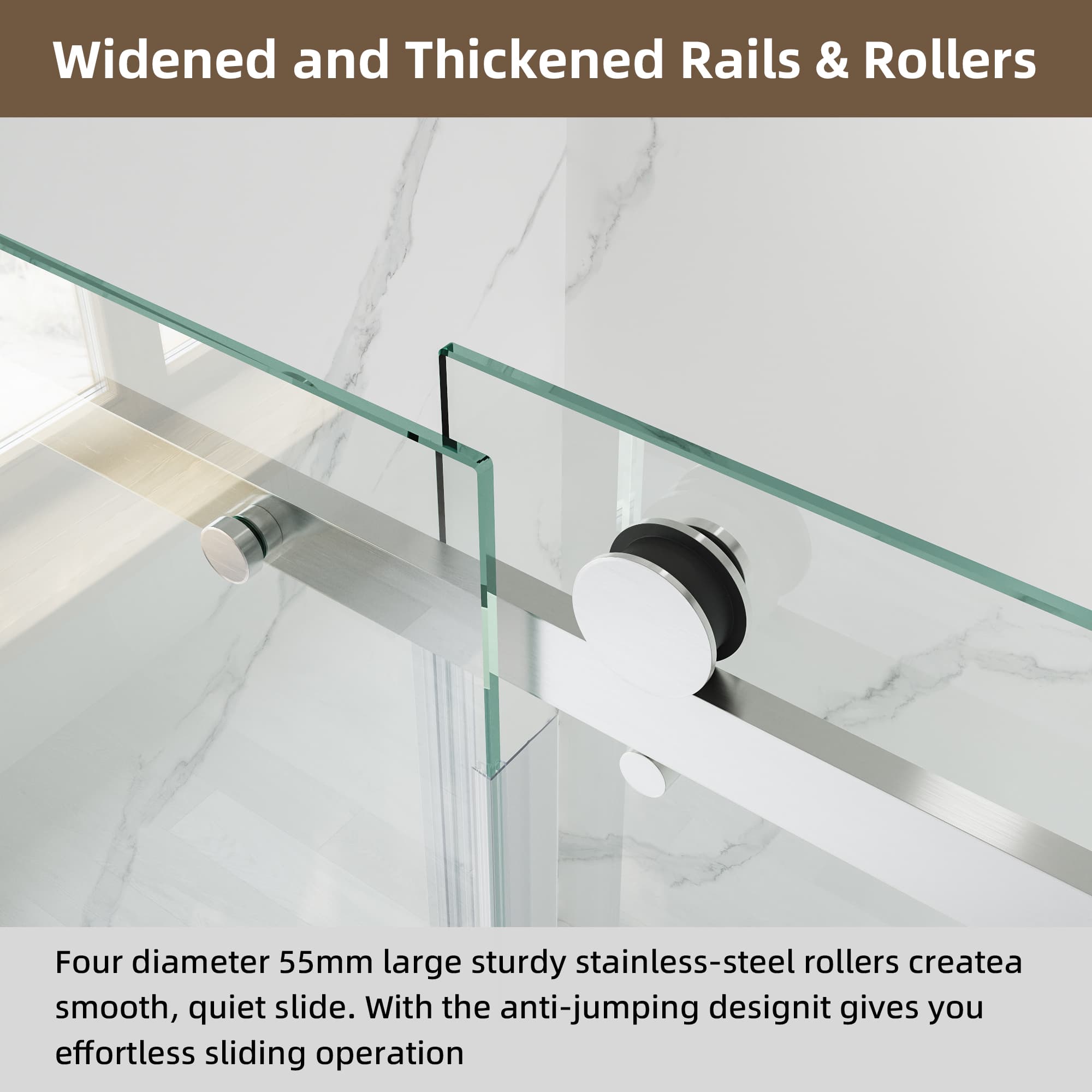 Aveyas 75 x 60 inch Nickel Premium Tempered Glass Shower Door with ...