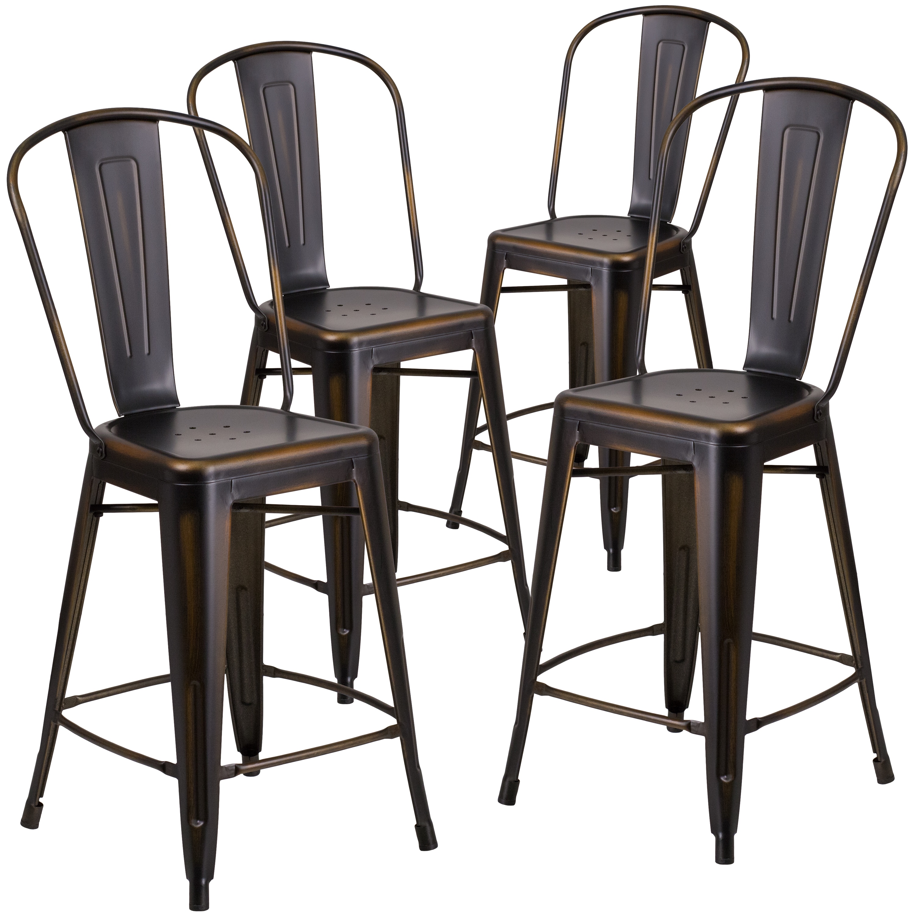 Flash Furniture Copper 24-in H Counter height Metal Bar Stool Back ...