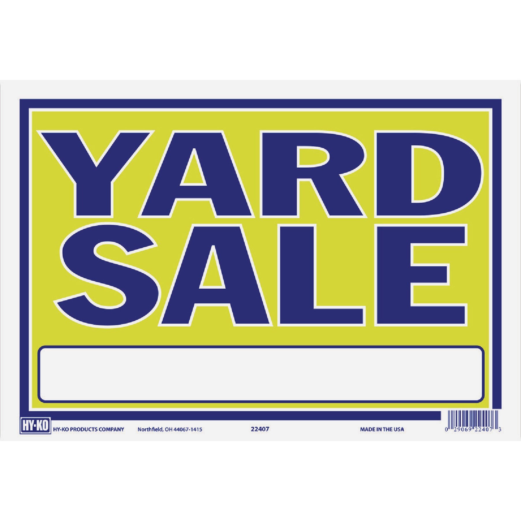 Hy-Ko Products Hy-Ko 22407 Yard Sale Plastic Sign 9 x 13 in Blue/Neon ...