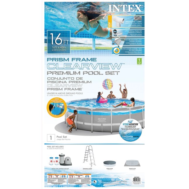 Intex 16-ft x 16-ft x 48-in Metal Frame Round Above-Ground Pool with ... Intex 16-ft x 16-ft x 48-in Metal Frame Round Above-Ground Pool with ...