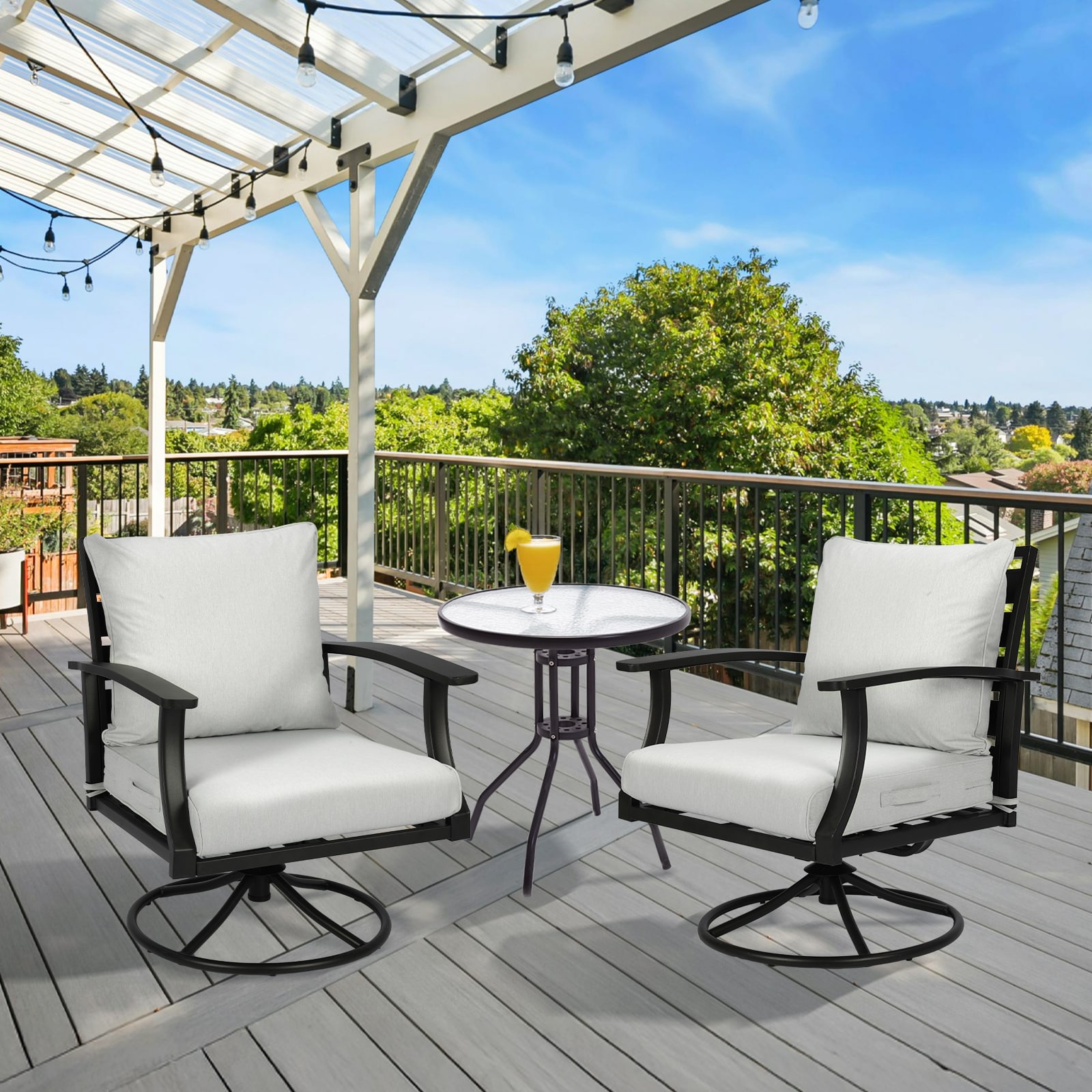 Aoodor 25-in x 25-in 4 -Piece Gray Deep seat patio chair cushion in the ...