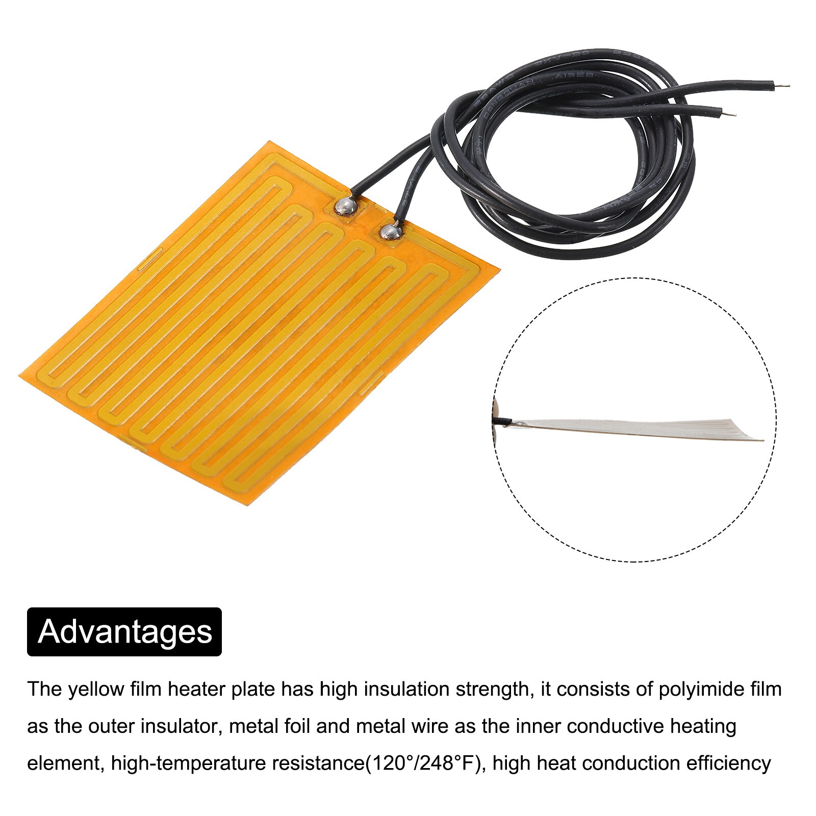 Unique Bargains Heater Film Heating Plate 4.2W 5V Polyimide Heat Pad ...