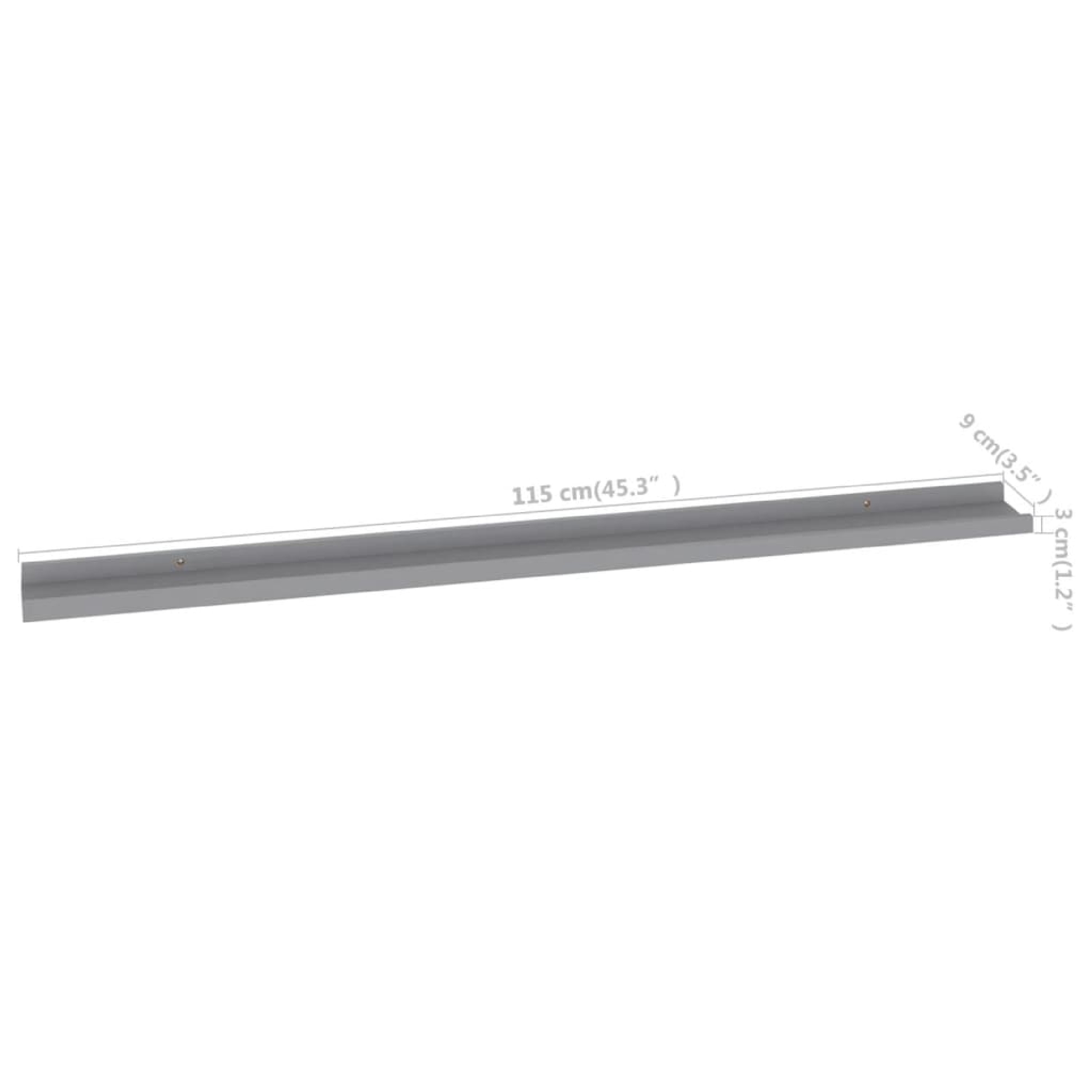 Benzara Novia Wall Shelf Set of 2 Sleek Modern Gray Frame 45 Inch in ...