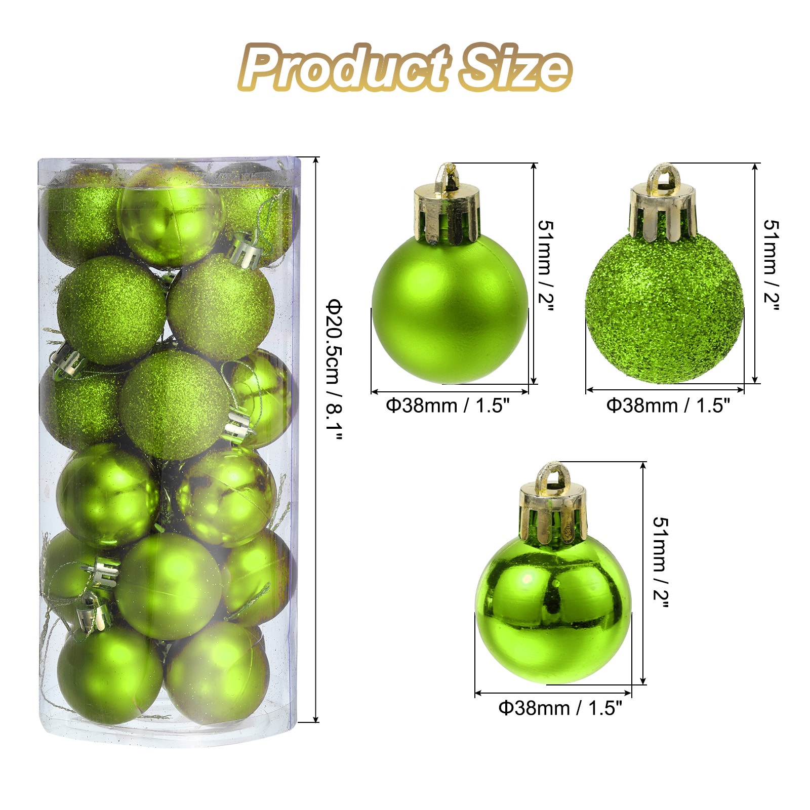 Unique Bargains 24pcs 1.5 Inch Christmas Balls Ornaments Set ...