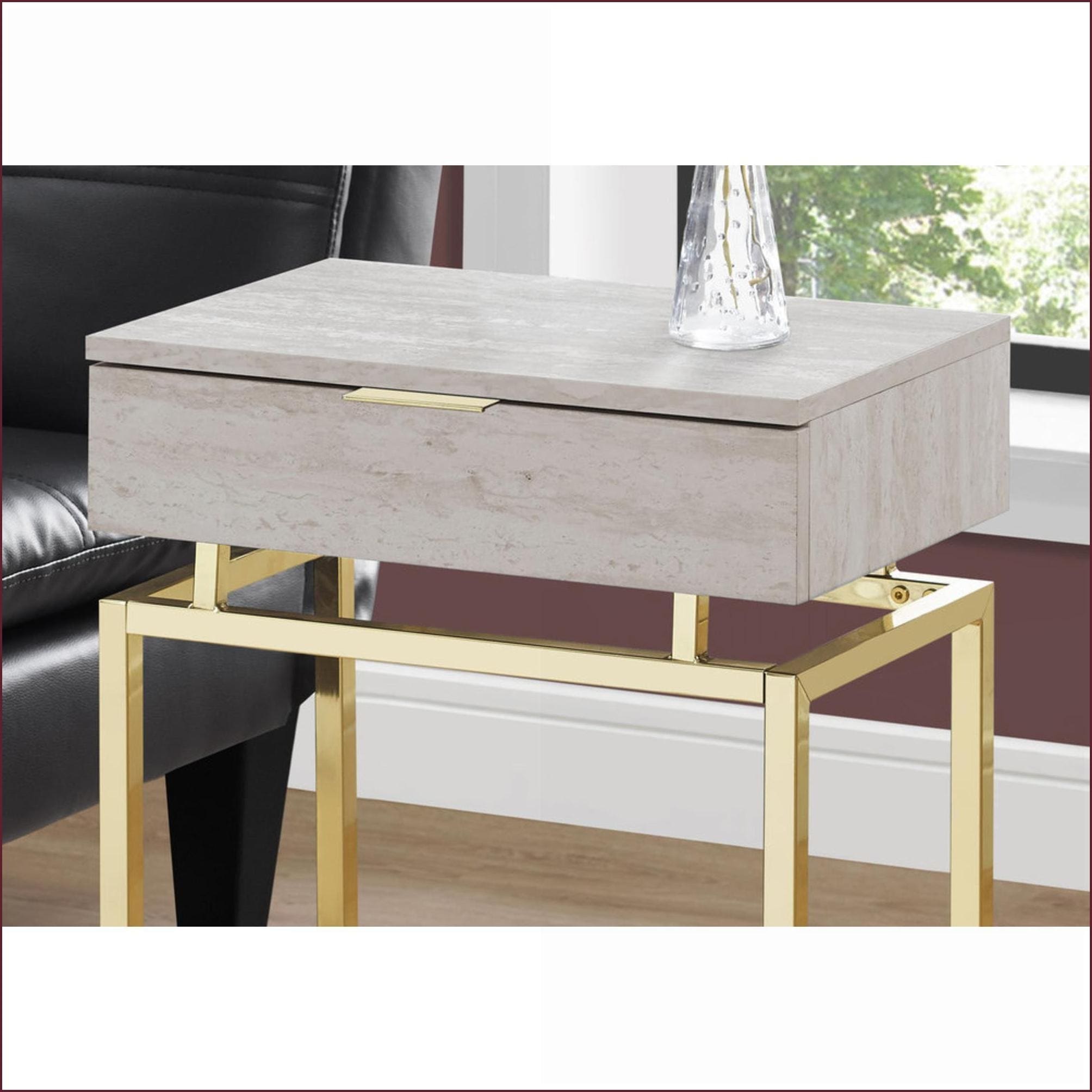 Watnature Beige Marble Look Coffee Table with Gold Metal Base amp ...
