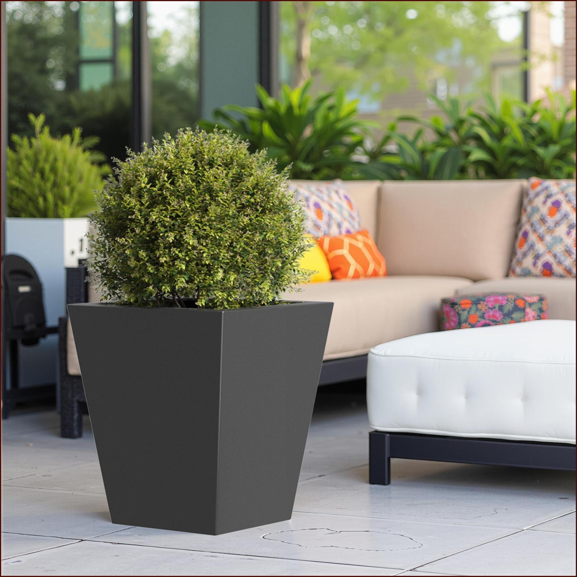 Watnature Planter 18 H Tall Tapered Metal Planter Burnished Black with ...