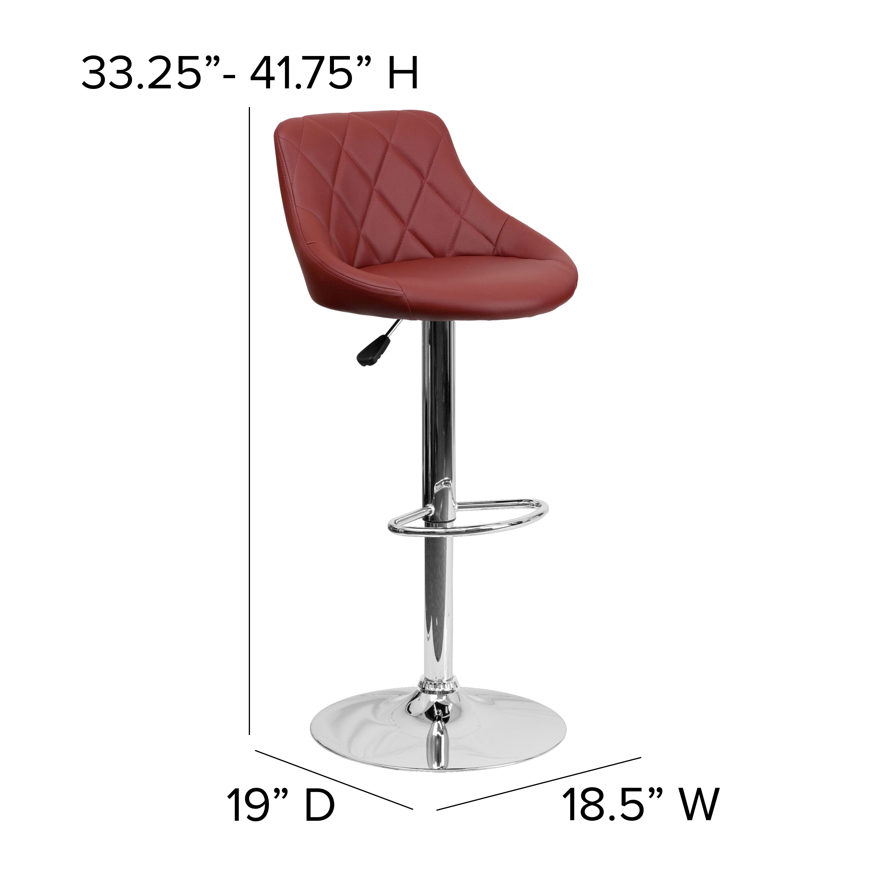 Flash Furniture Burgundy 32 in H Adjustable height Upholstered Swivel Metal Bar Stool Back 847254065665 at Lowes