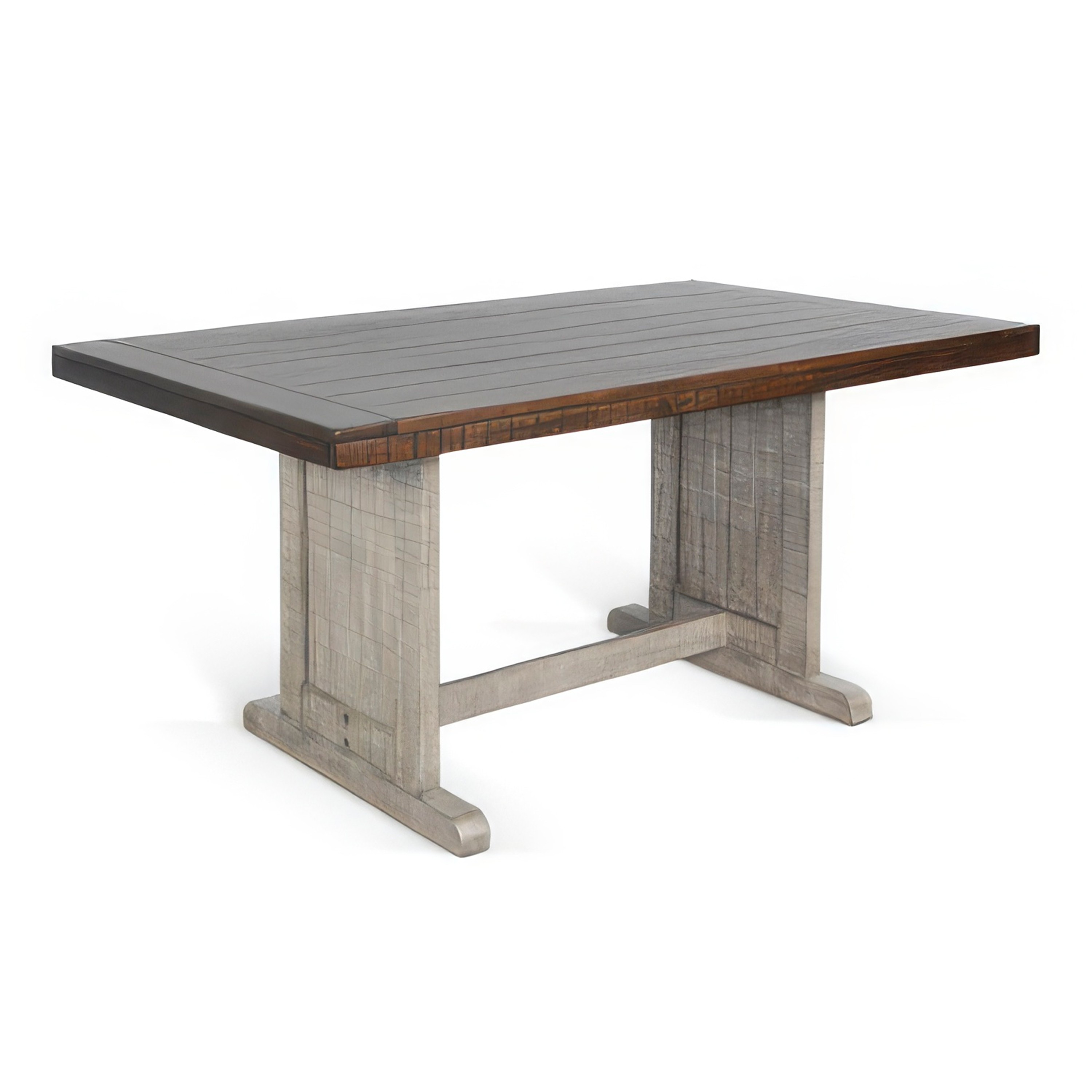 Benzara Camie Dining Table-60 Inch Rectangular Plank Top-Dark Brown n ...