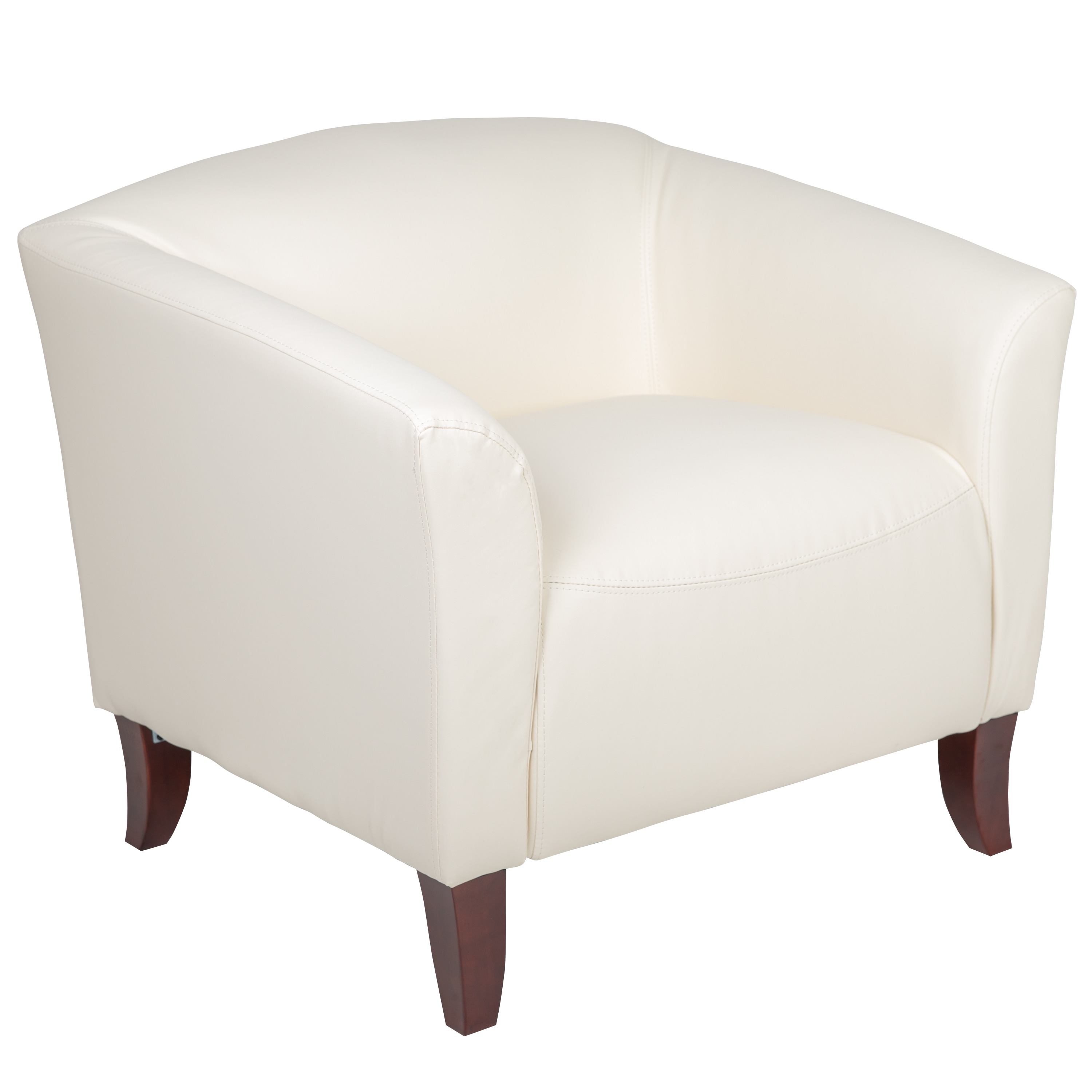 Emma + Oliver Ivory LeatherSoft Chair with Cherry Wood Feet in the ...