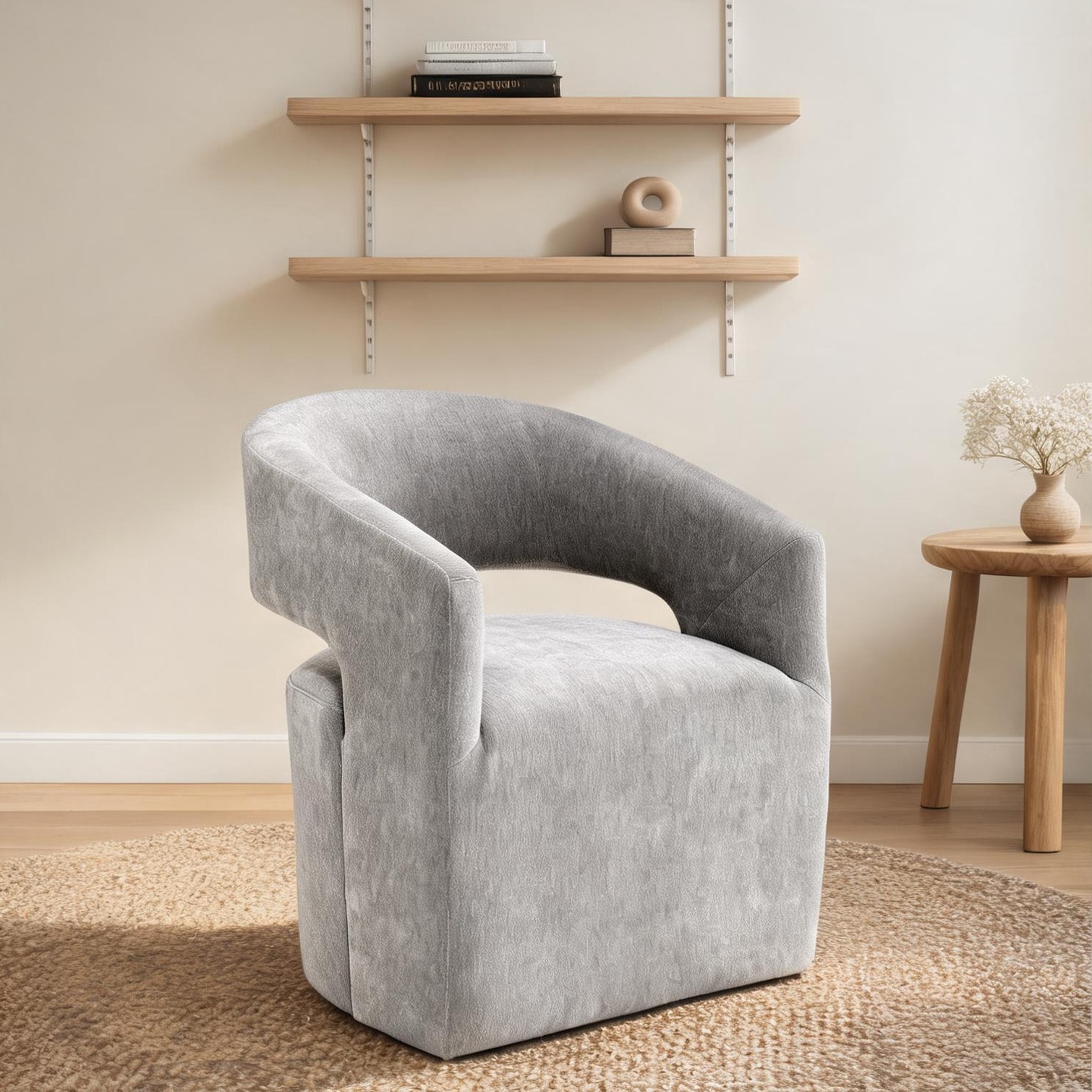 Watnature One-Piece Arm Chair with Sculpted Pedestal Base and Casters ...